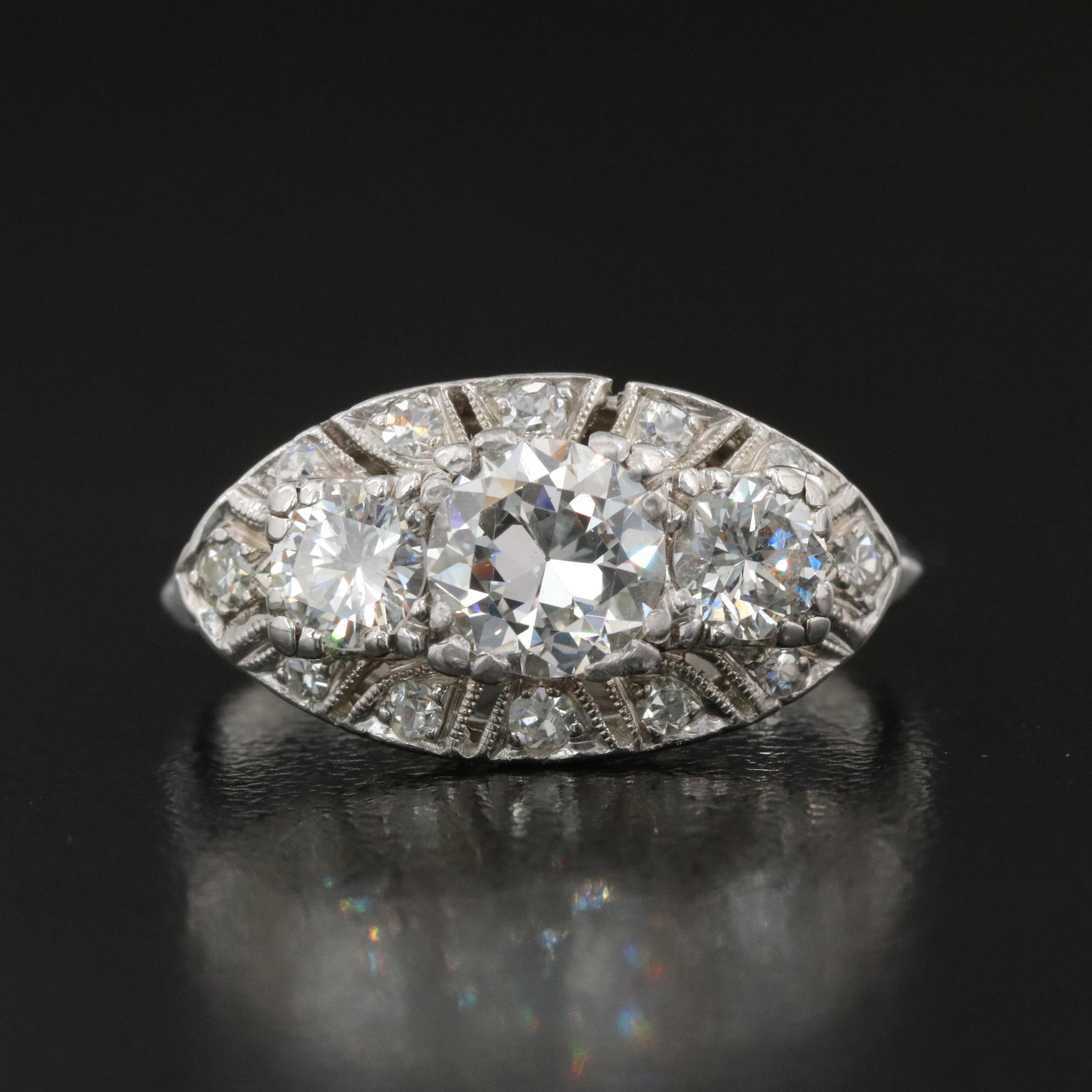 Vintage Platinum 1.66 CTW Diamond Ring | EBTH