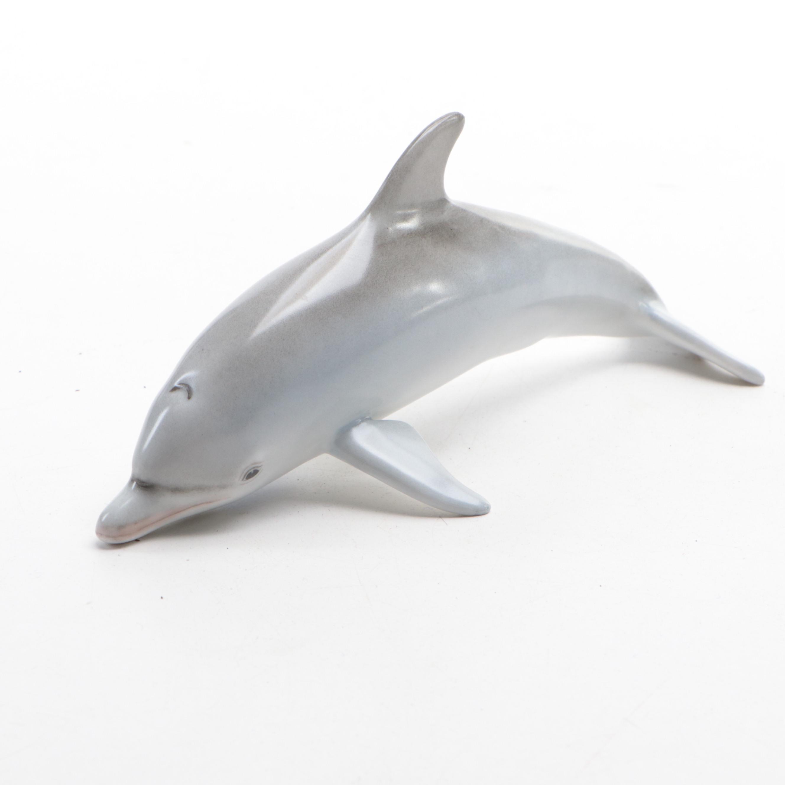 Herend Natural "Swimming Dolphin" Porcelain Figurine, 1997 | Everything ...