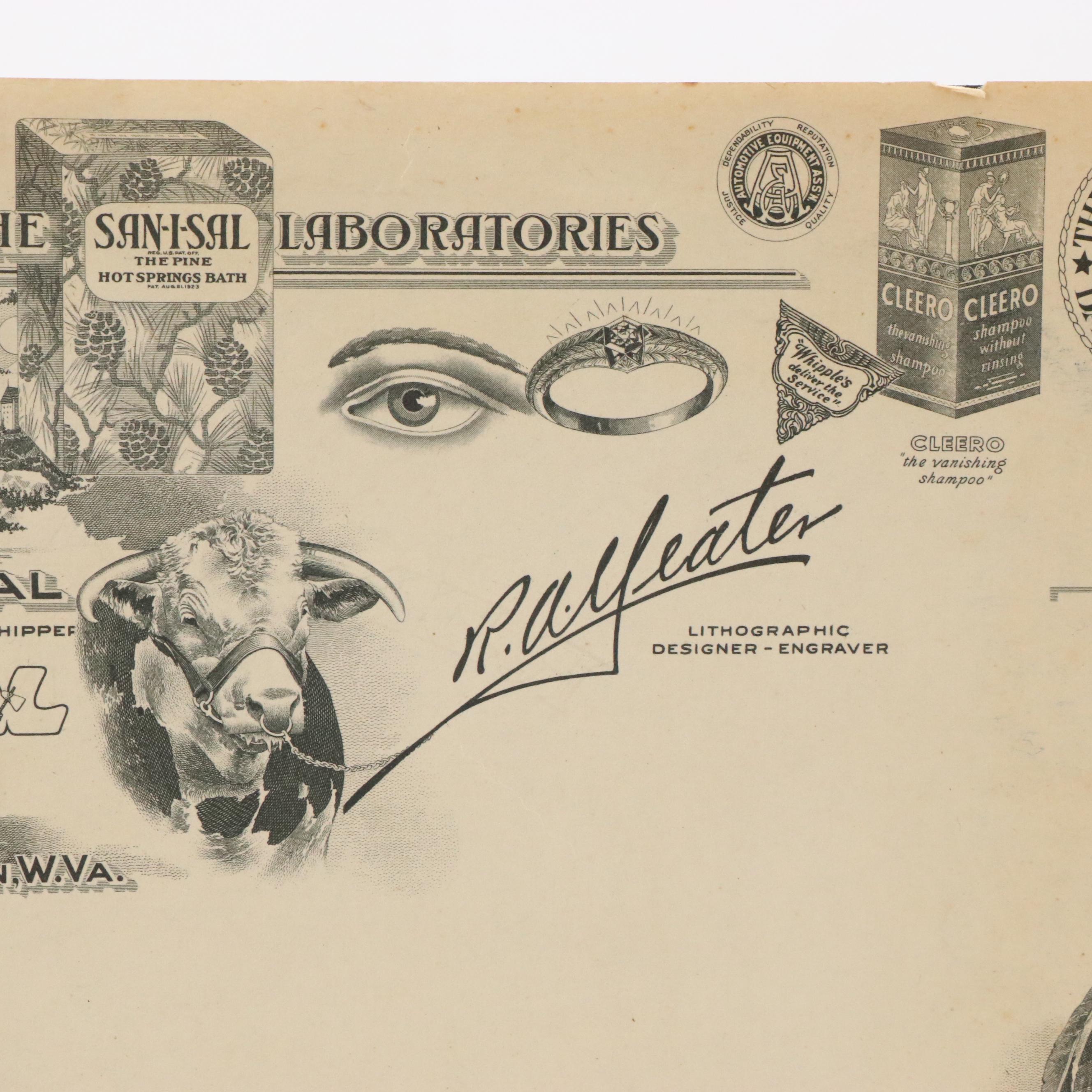 R. A. Yeater Sample Advertisement Page, Early/Mid-20th century ...