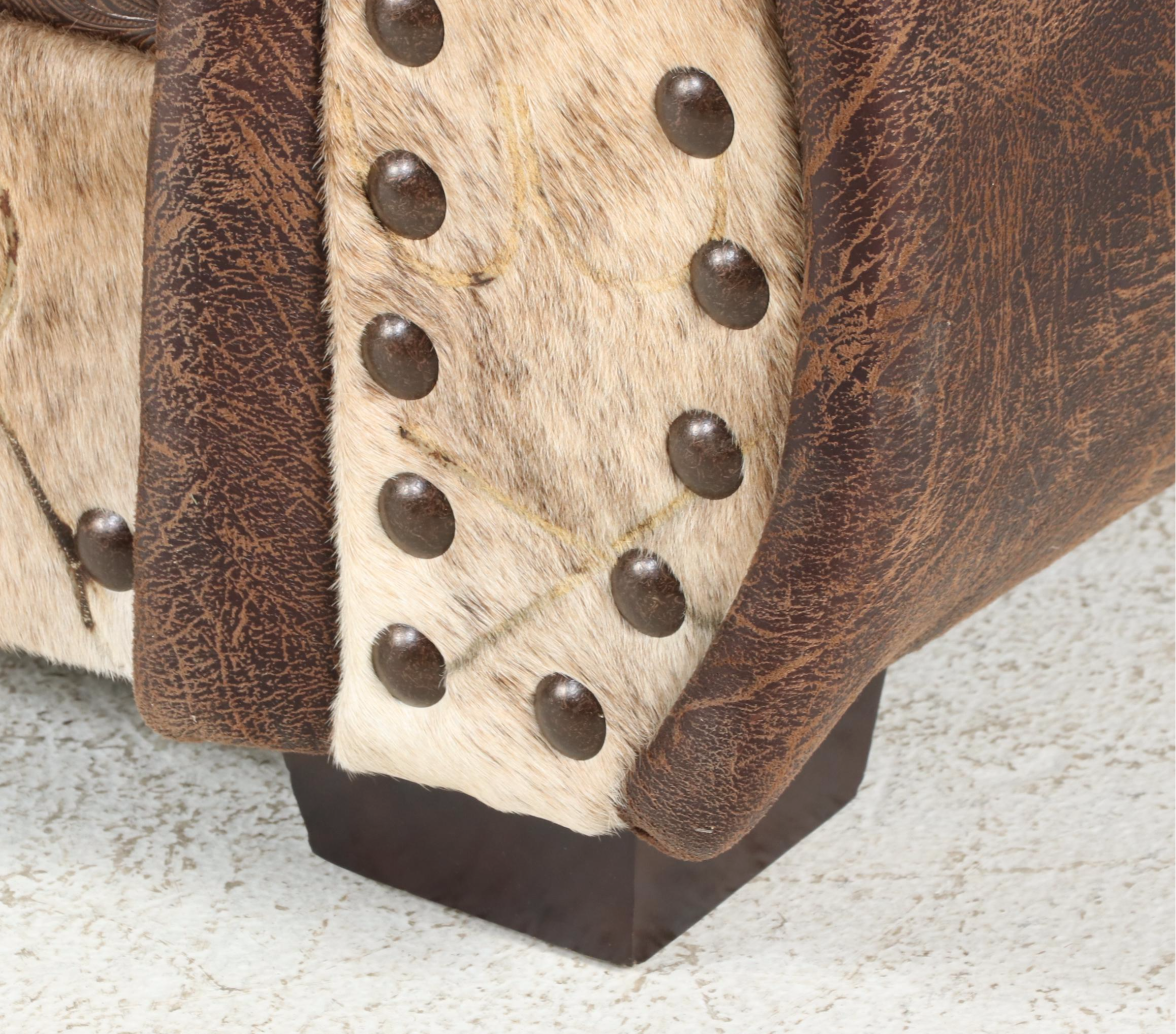 Western Ranch Style Cowhide and Embossed Leather Armchair | Everything ...