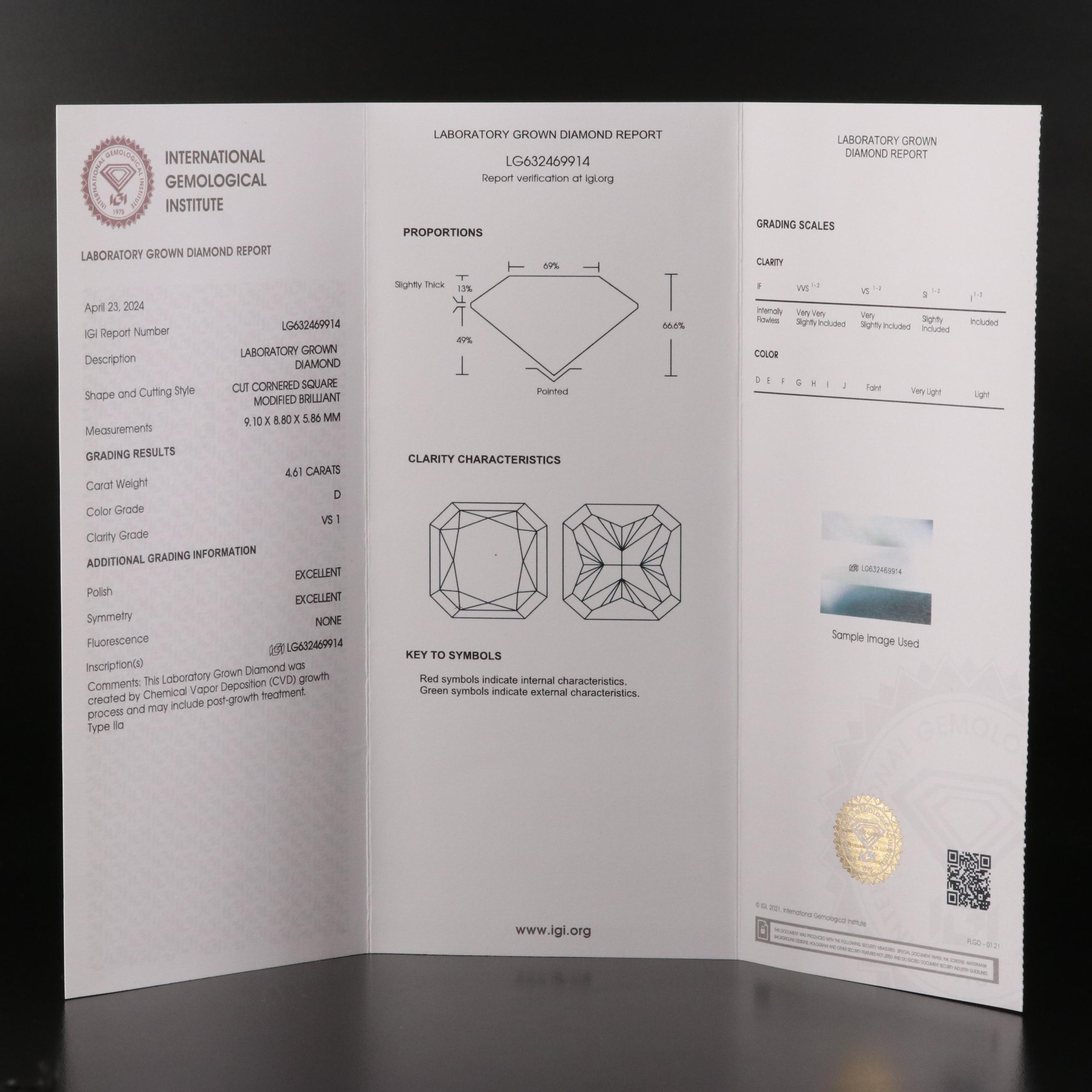 Loose 4.61 CT Lab Grown Diamond with IGI Report | EBTH