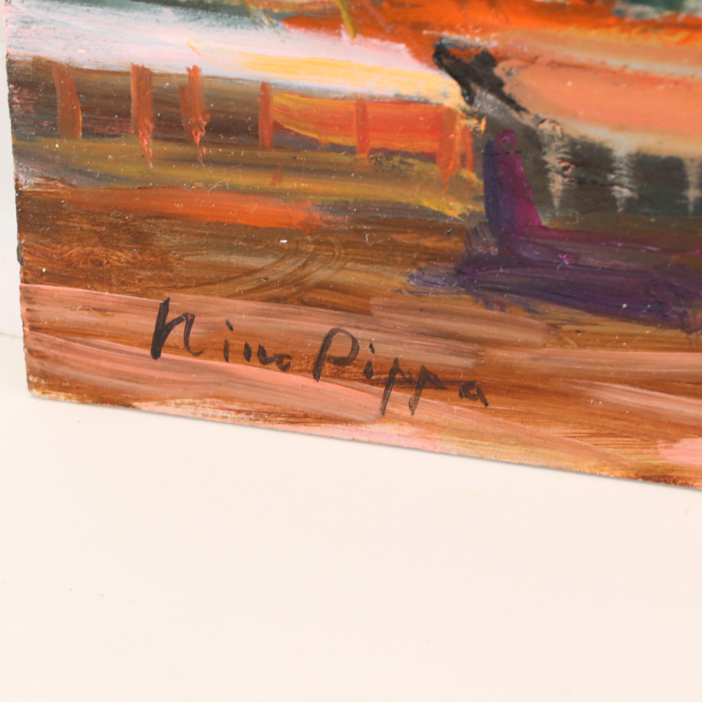 Nino Pippa Parisian Cityscape Oil Painting "Paris Eiffel Tower Sunset ...