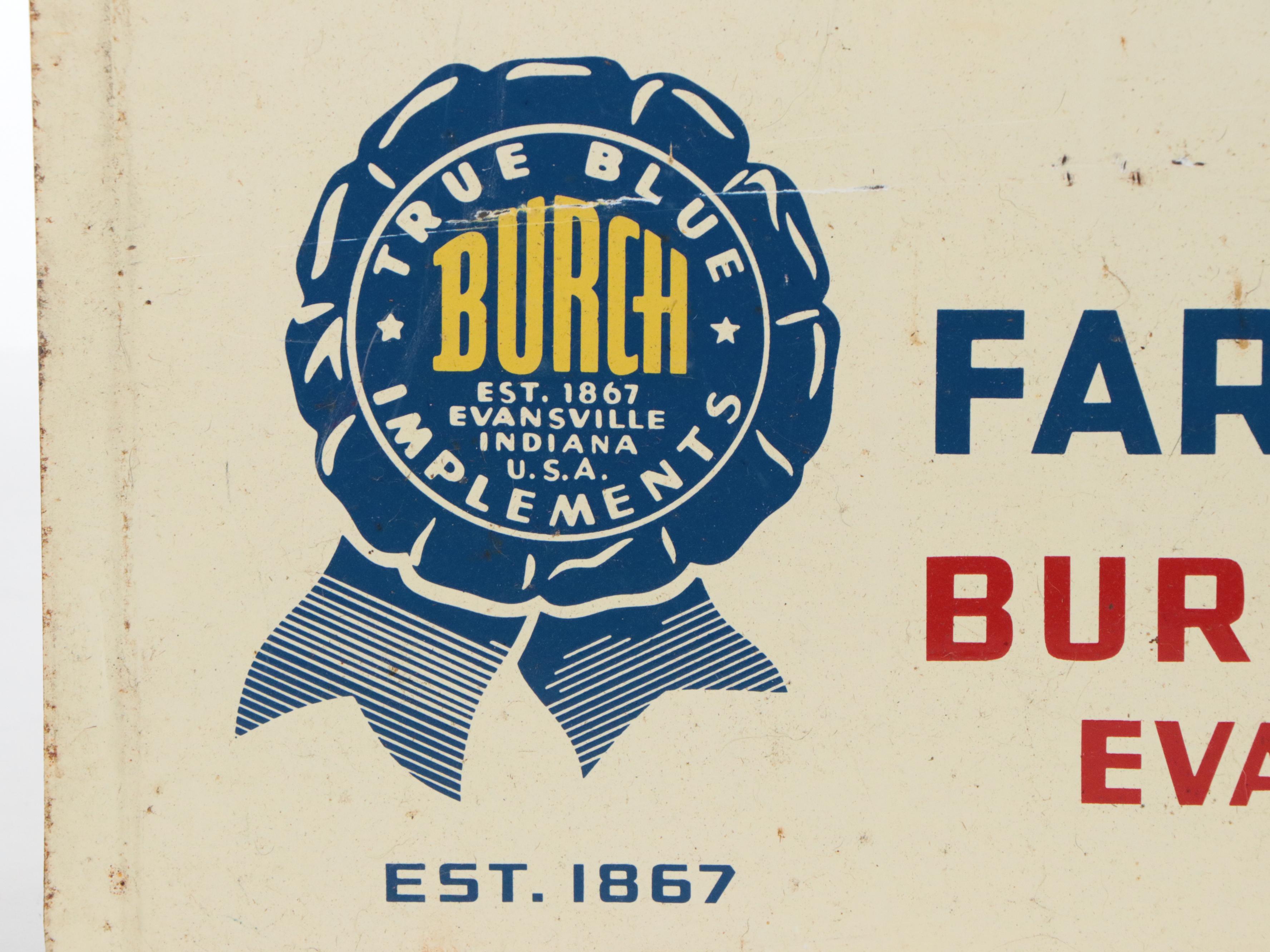 Burch True Blue Farm Implements Advertising Sign, 1963 | Everything But ...