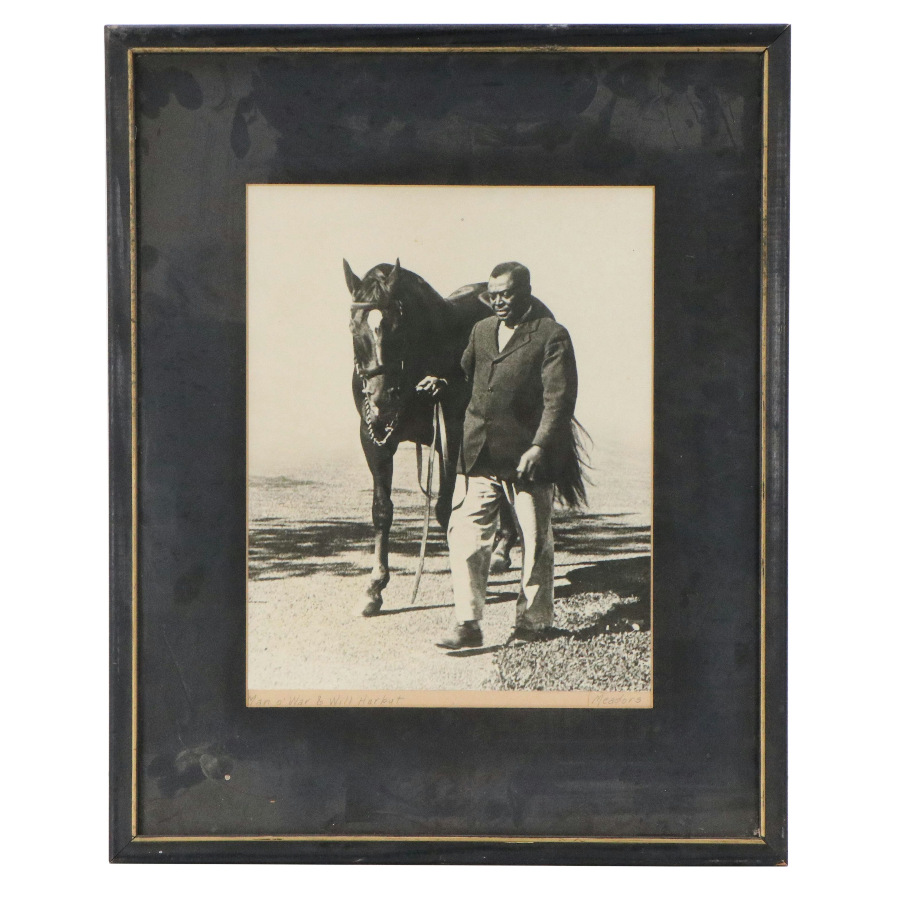 Joel Cline Meadors Silver Gelatin Print "Man O' War & Will Harbut," 1937 | Everything But The House