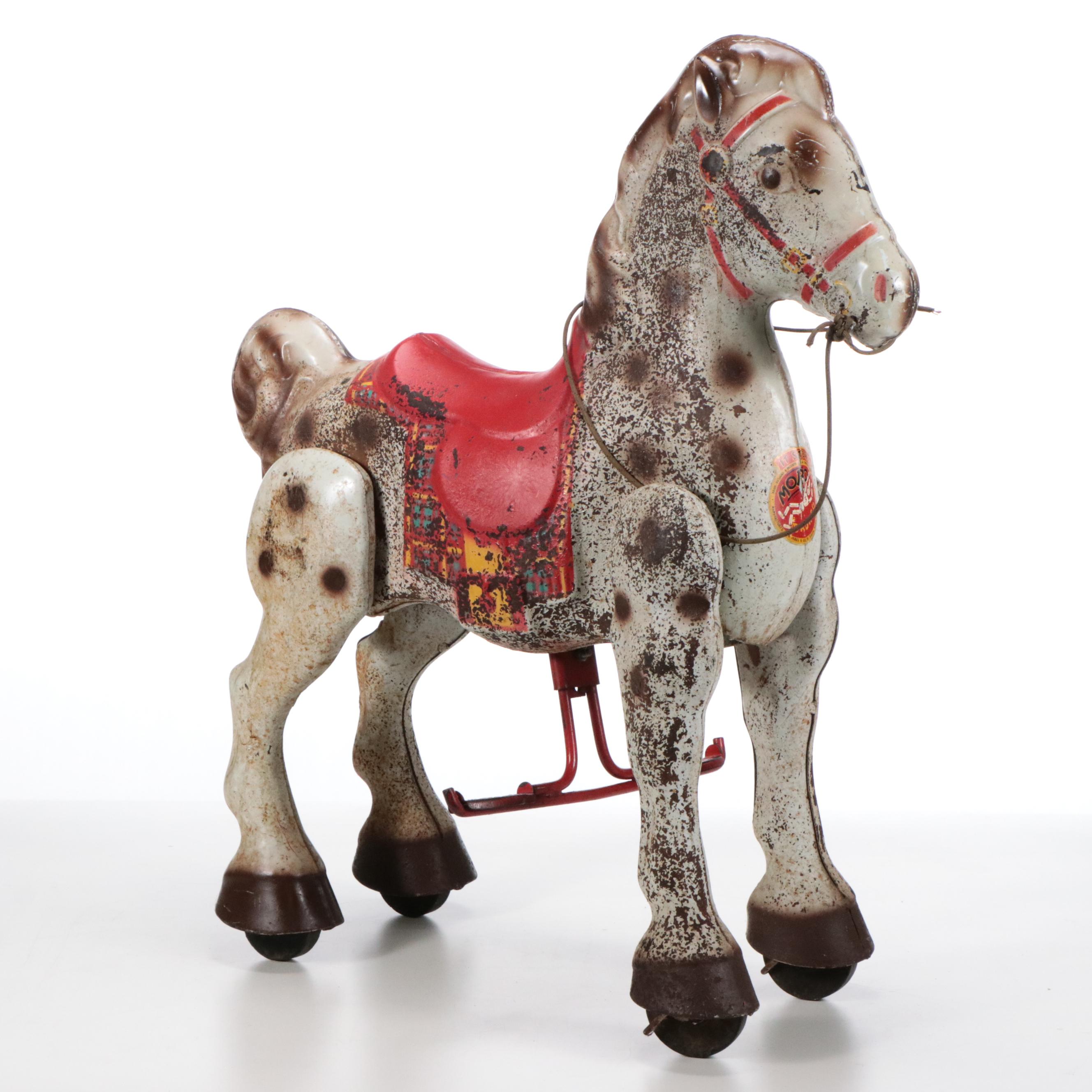 D. Sebel "Mobo Bronco" Pressed Steel Ride-on Horse, Mid-20th Century | EBTH
