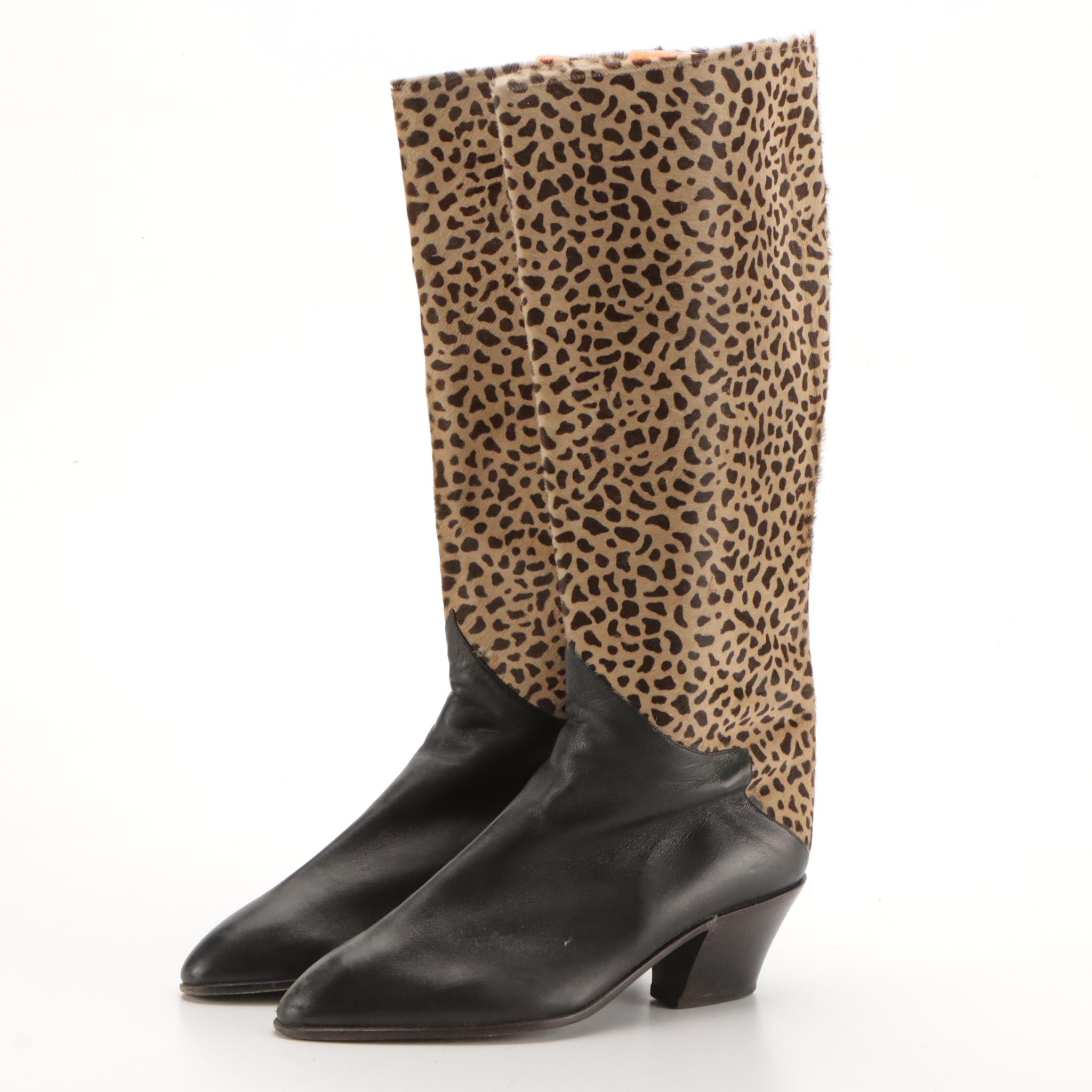 Miss Maud Pony Hair and Leather Knee-High Boots with Walter Steiger ...