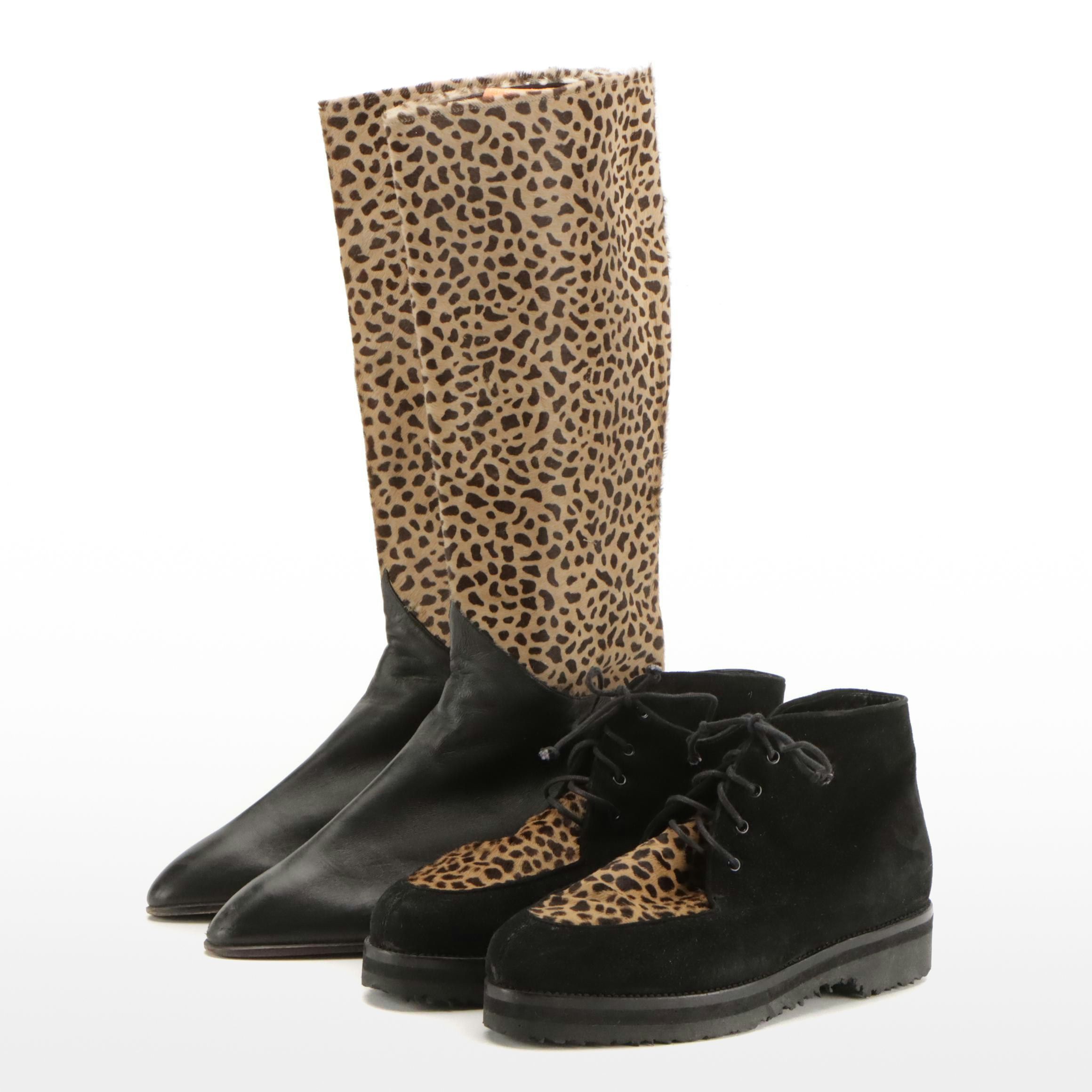 Miss Maud Pony Hair and Leather Knee-High Boots with Walter Steiger ...