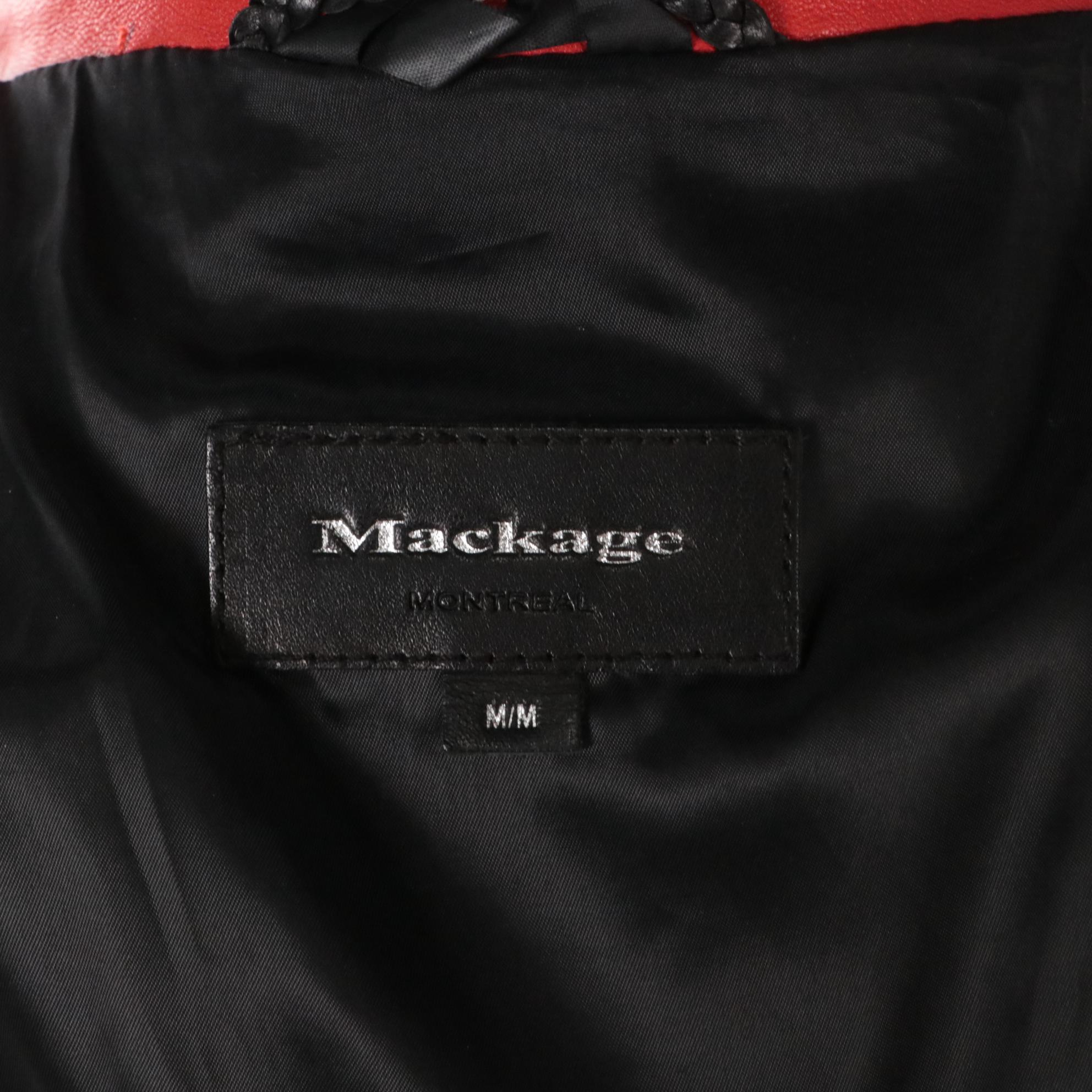 Mackage Red Lambskin Leather Biker Jacket with Jason Wu Leather/Wool ...