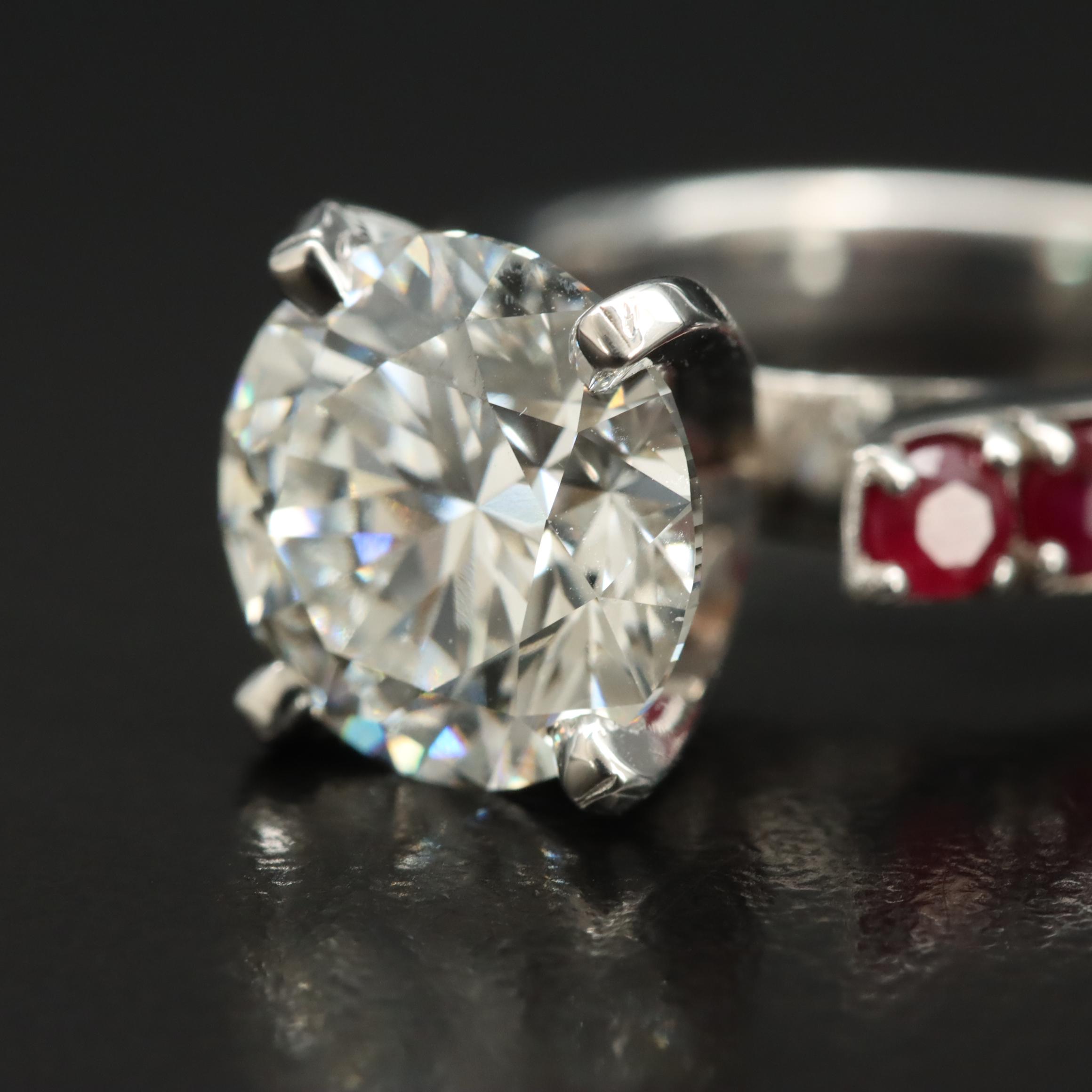 14K 4.03 CT Lab Grown Diamond and Ruby Ring with IGI Report | EBTH