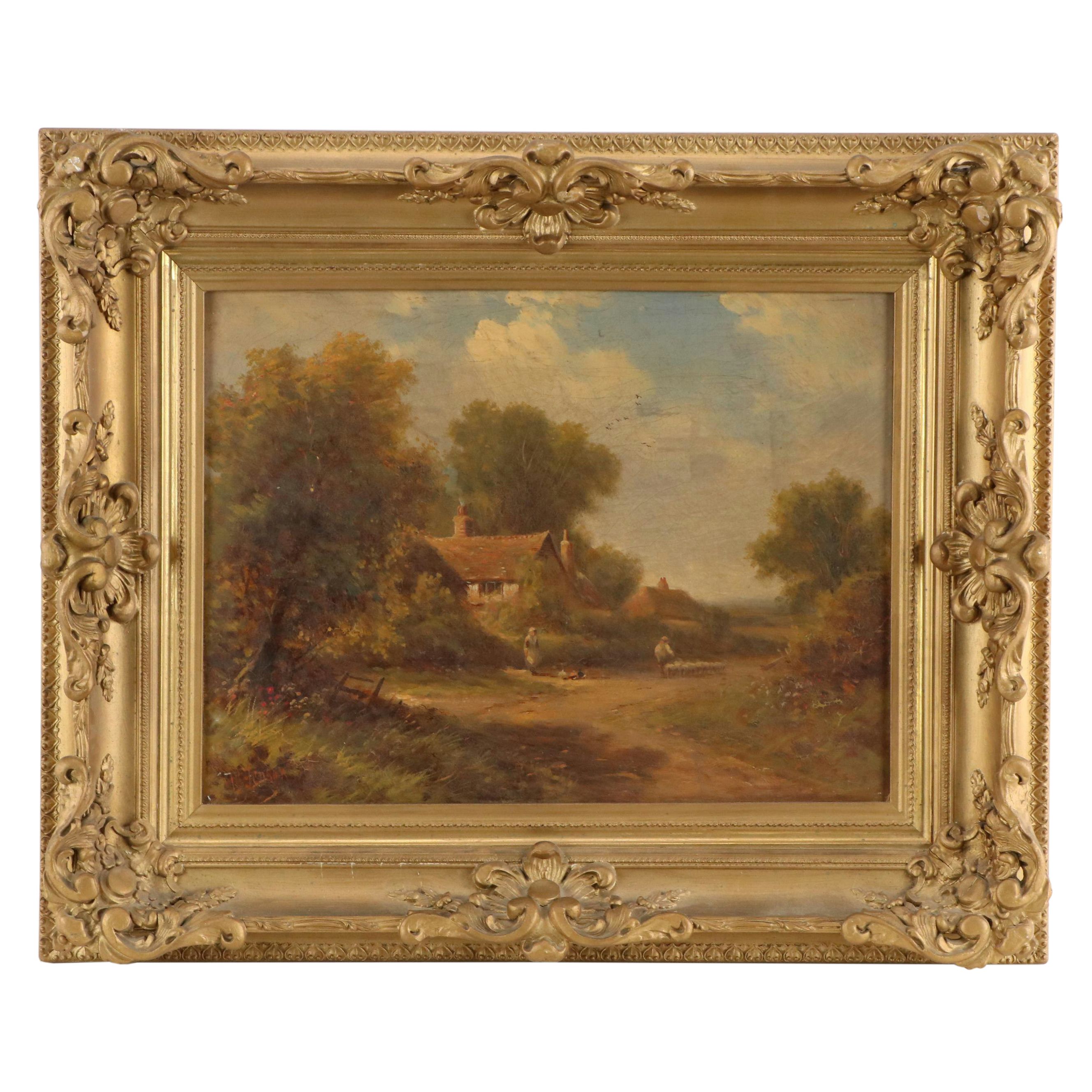 Robert Fenson Oil Painting of English Pastoral Scene, Early 20th ...