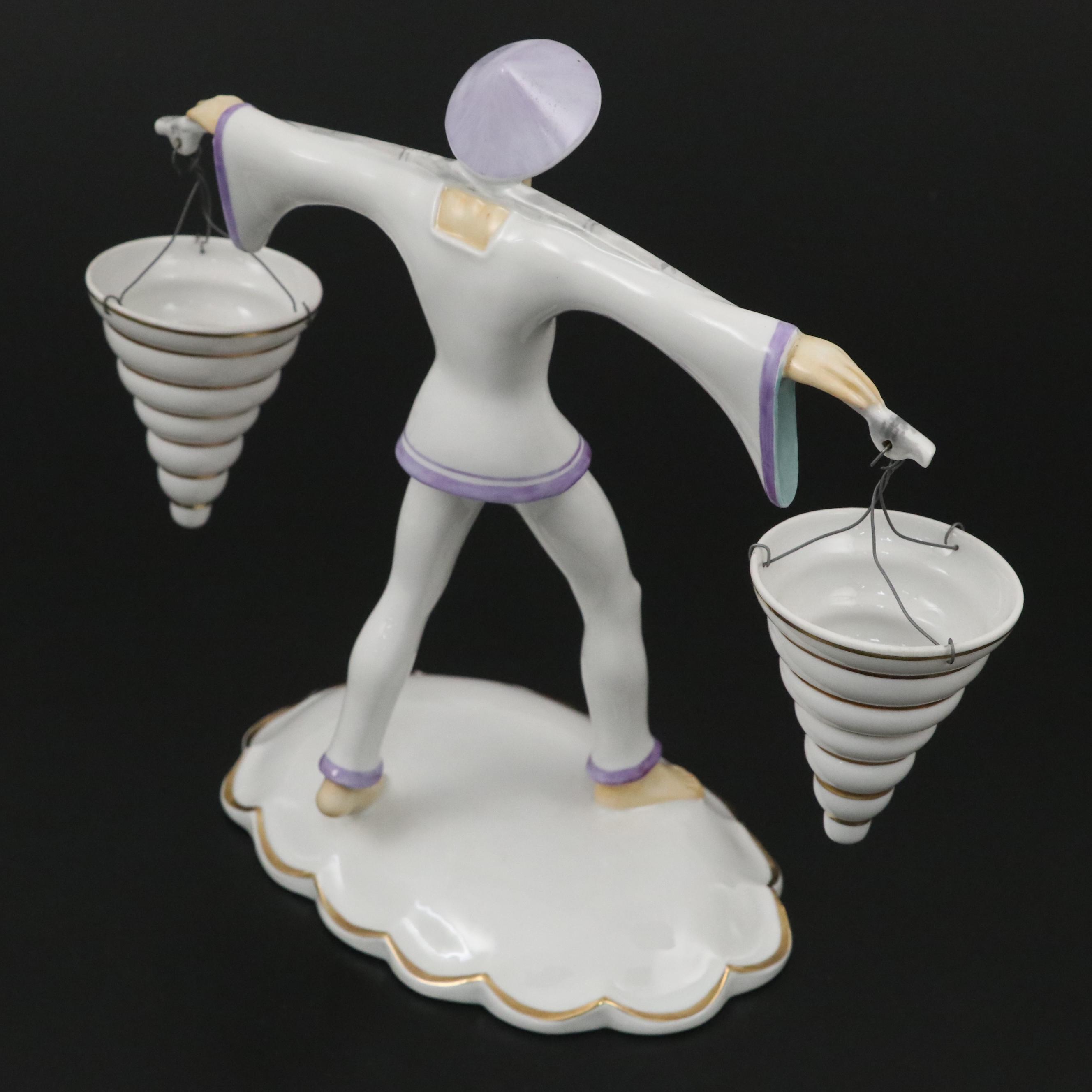German Pfeffer Porcelain Figure Carrying Water Vases, 1934–1942 | EBTH