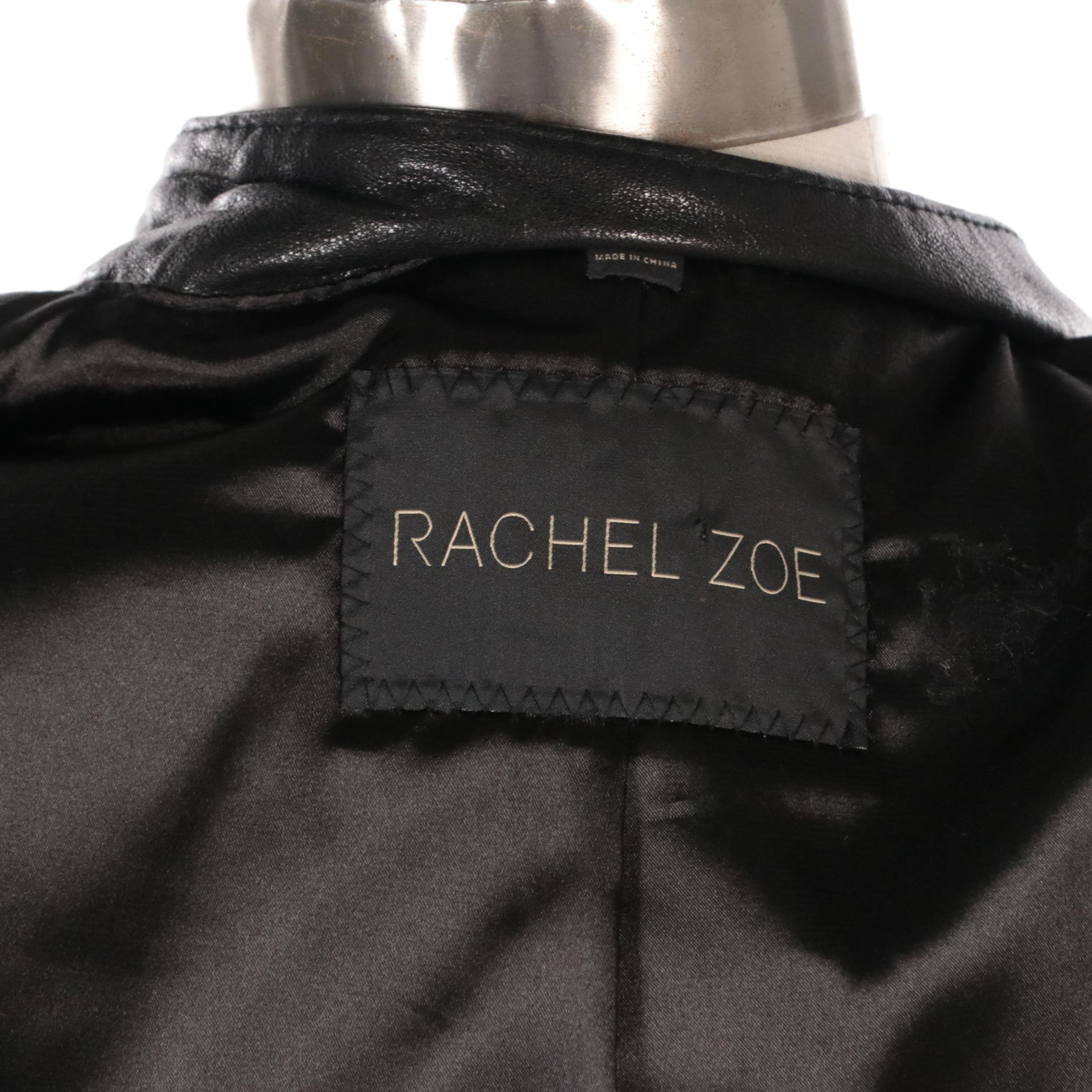 Rachel Zoe Black Leather Zipper-Front Vest with Buckle Strap | EBTH