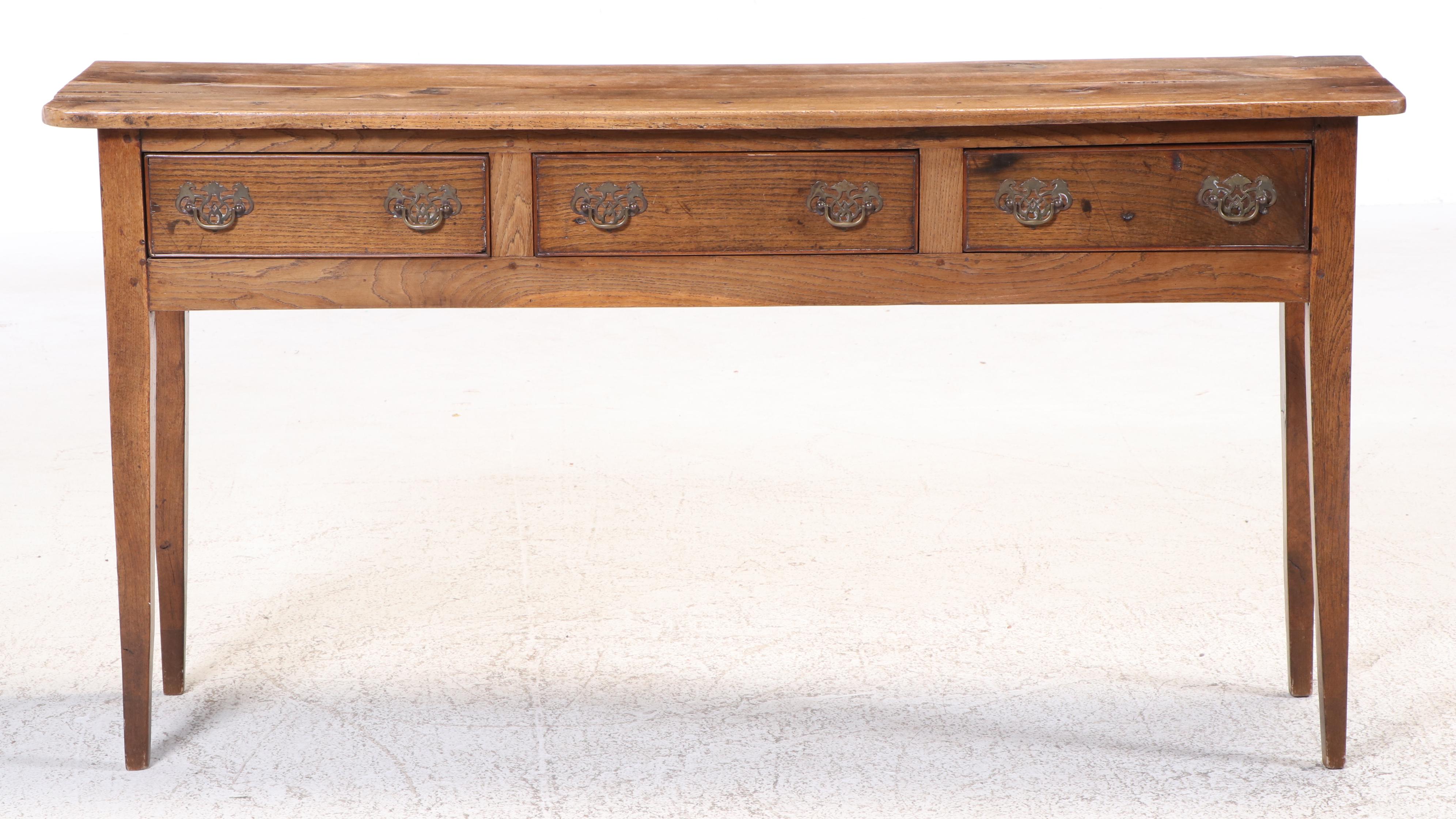 George III Style Oak Three-Drawer Console Table | EBTH