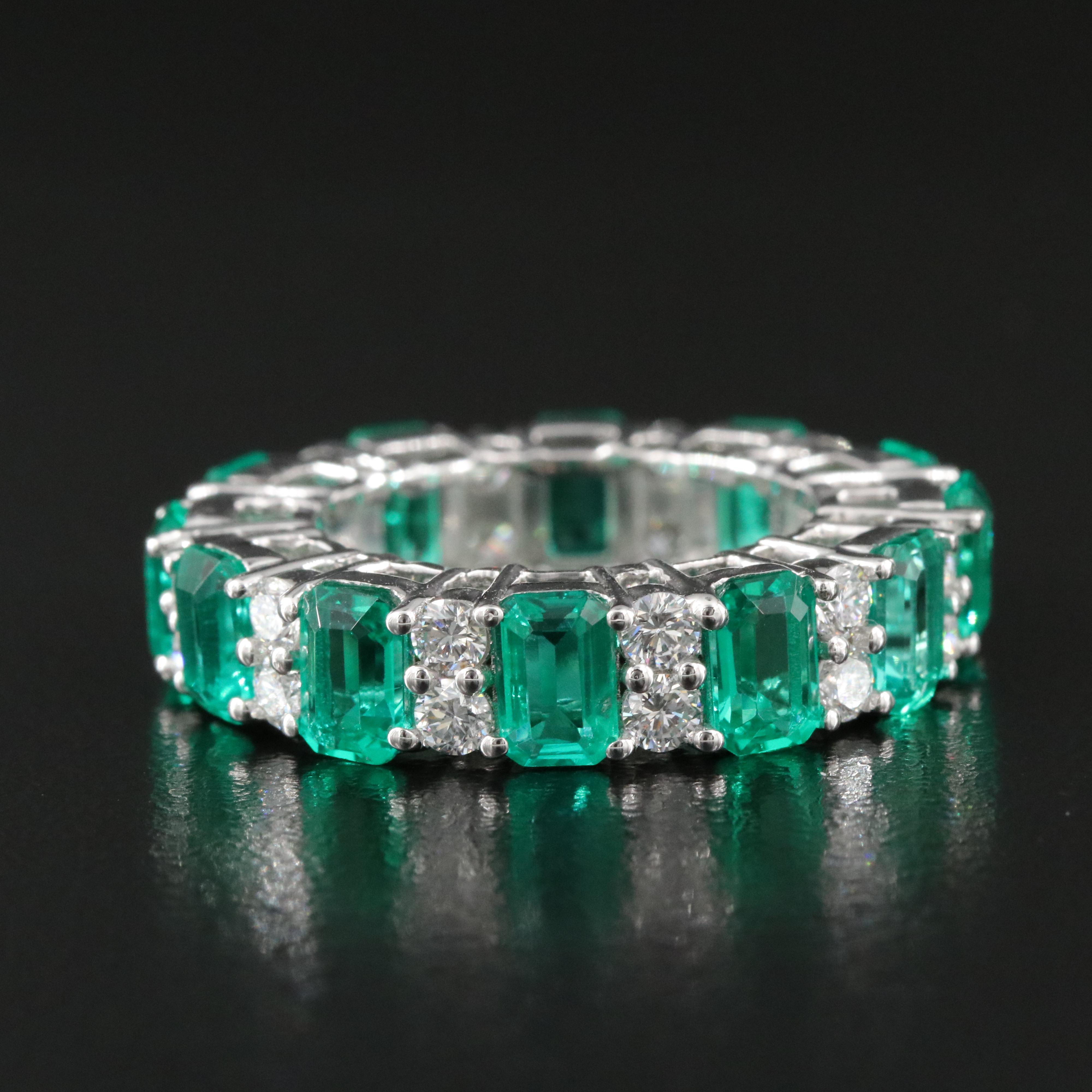 14K 9.01 CTW Emerald and 1.93 CTW Lab Grown Diamond Eternity Band | EBTH