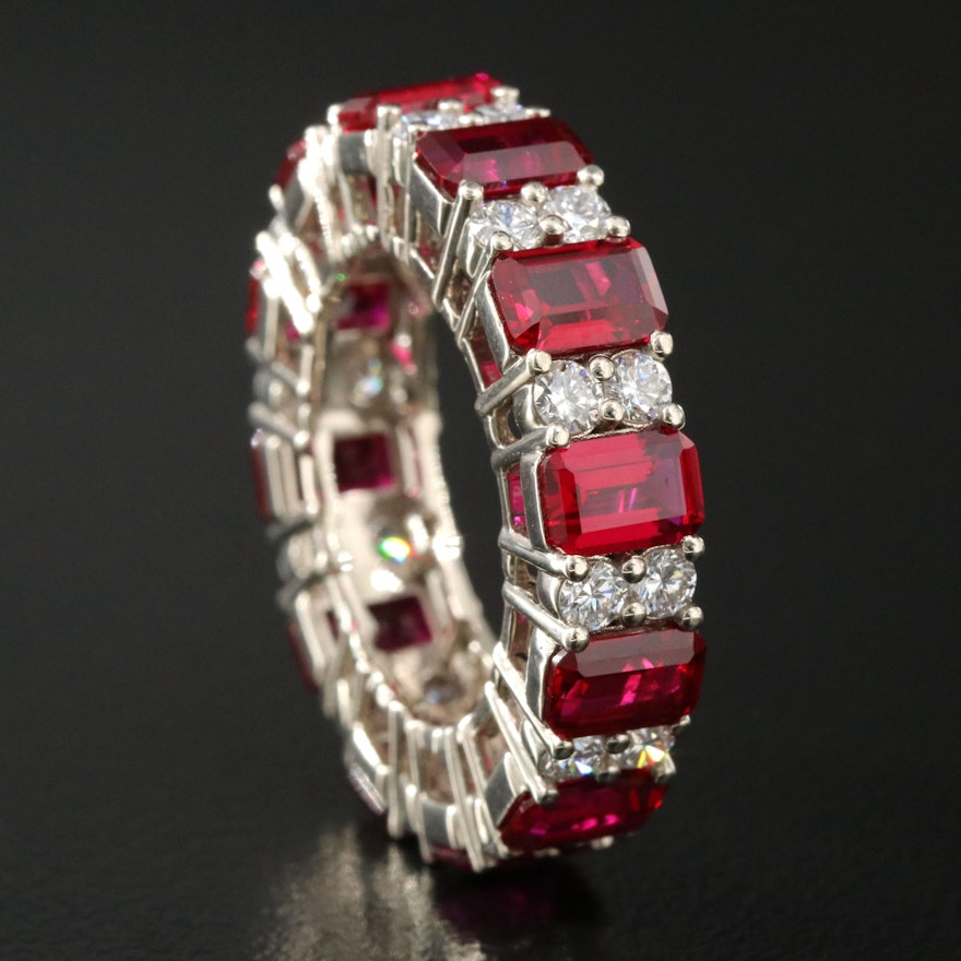 14K 9.00 CTW Ruby and 1.89 CTW Lab Grown Diamond Eternity Band | EBTH 14K 9.00 CTW Ruby and 1.89 CTW Lab Grown Diamond Eternity Band | EBTH