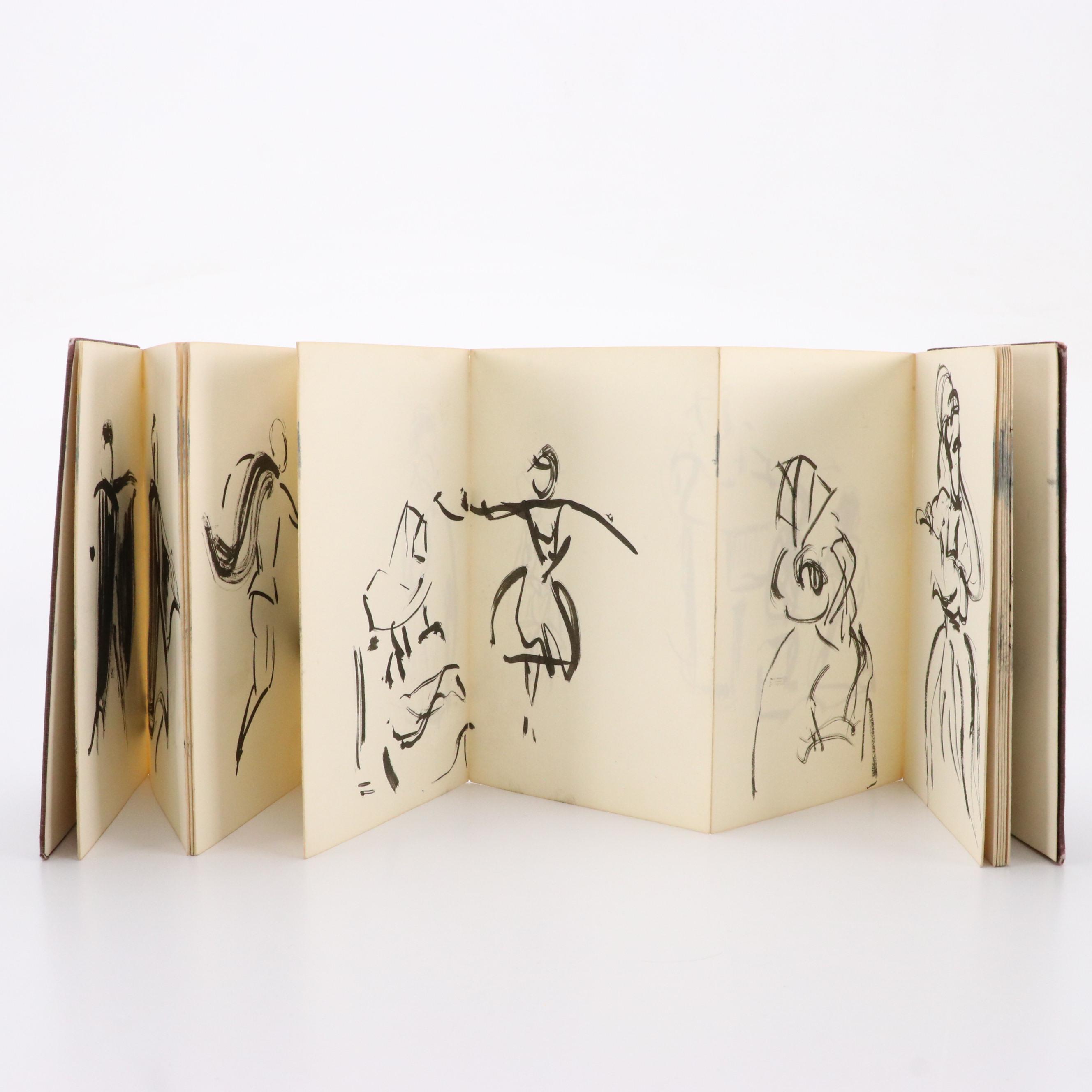 "Danish Ballet" Fold Out Book Featuring Ink Drawings, 20th Century | EBTH