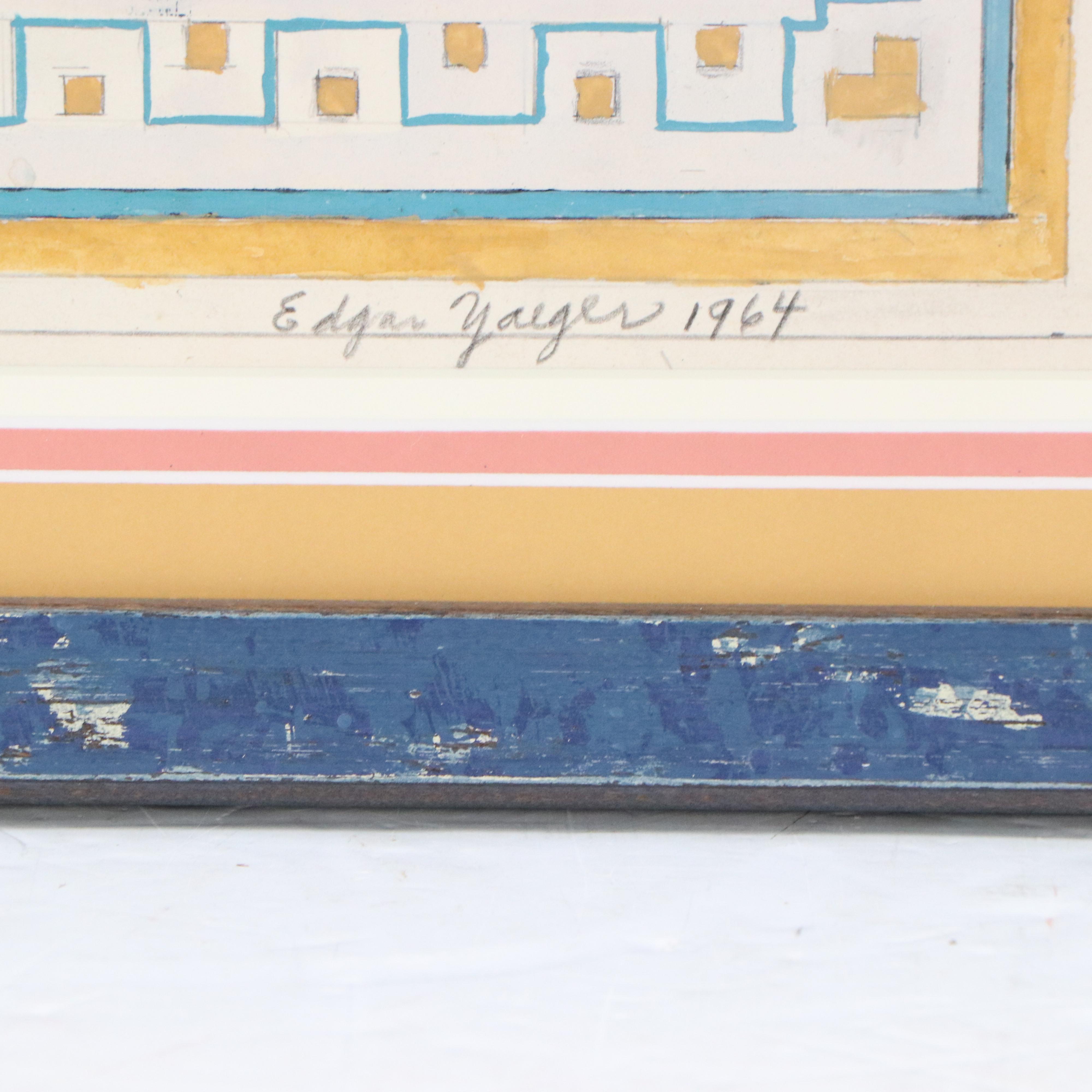 Edgar Yaeger Watercolor and Ink Painting With Fish Motif, 1964 | EBTH