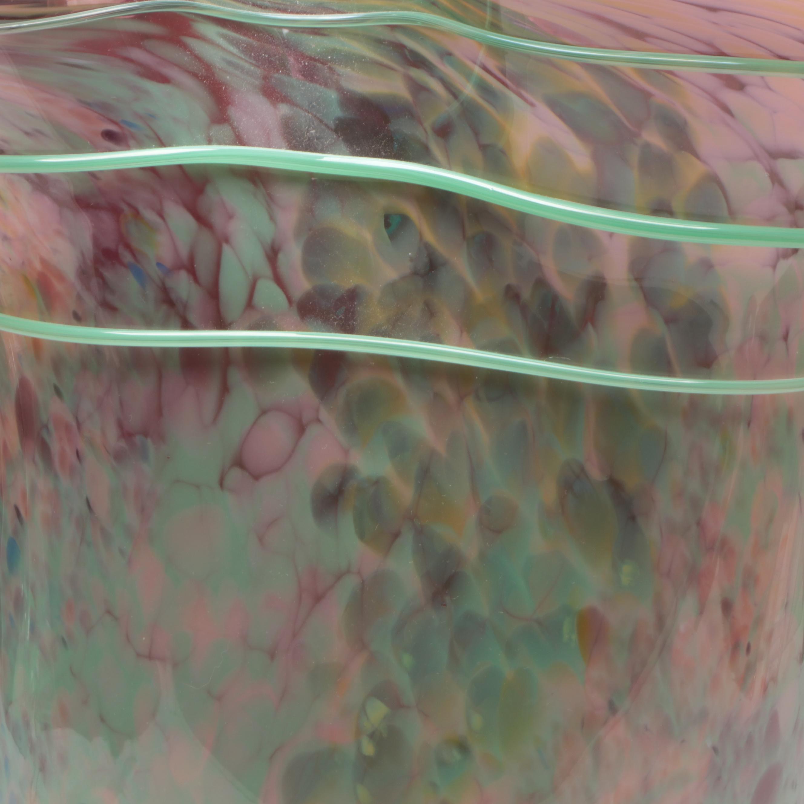 Handblown Threaded Art Glass Vase | EBTH