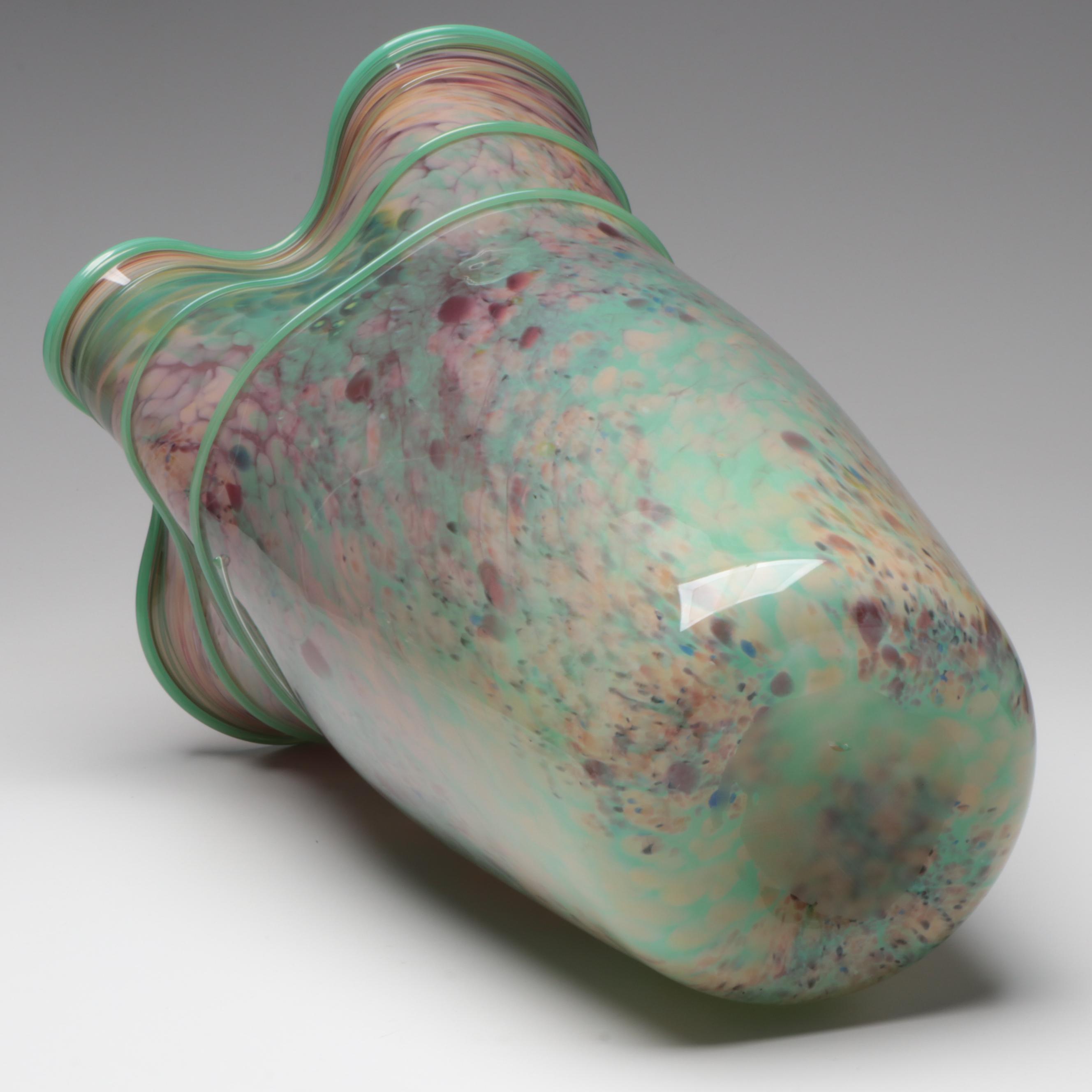 Handblown Threaded Art Glass Vase | Everything But The House