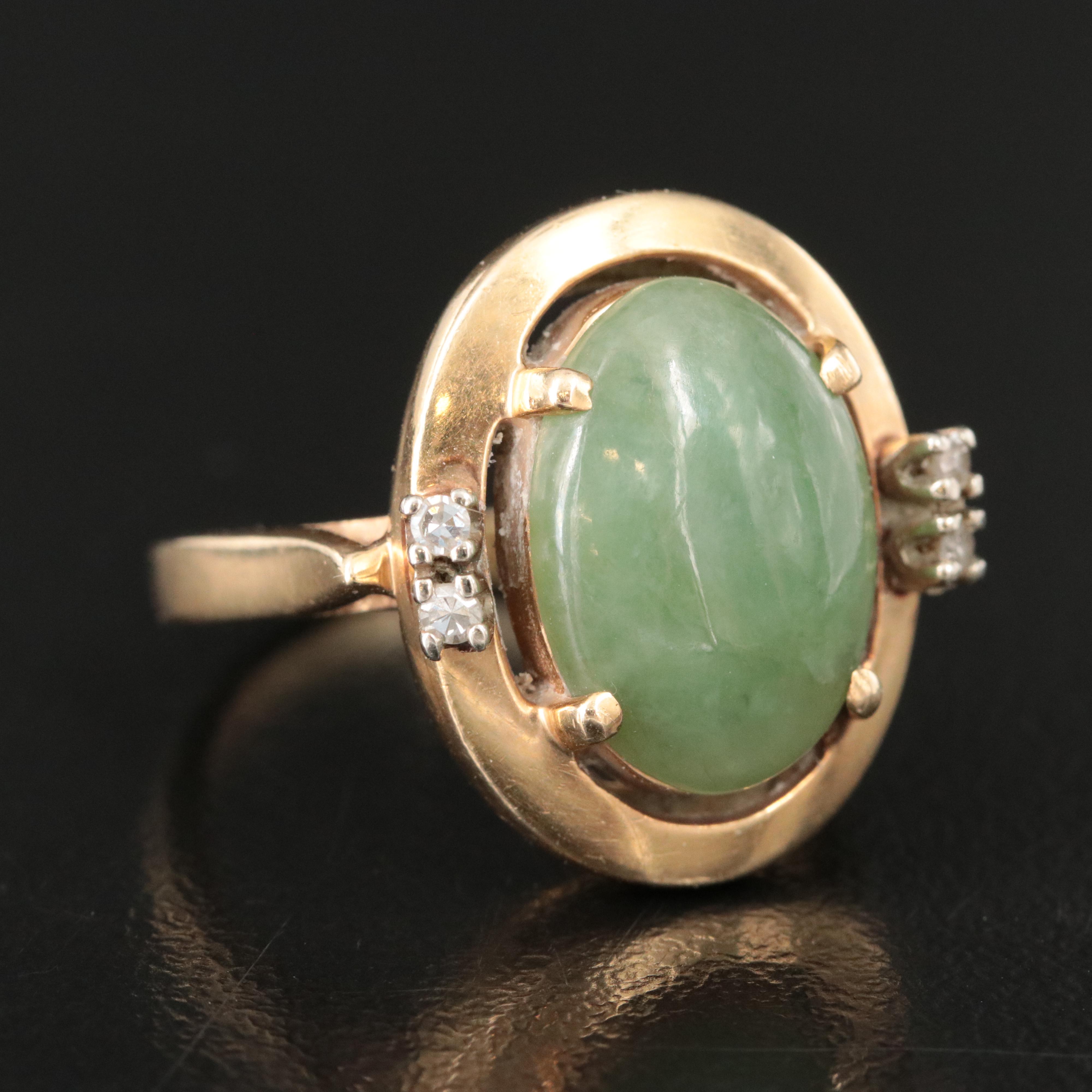14K Jadeite and Diamond Ring | EBTH
