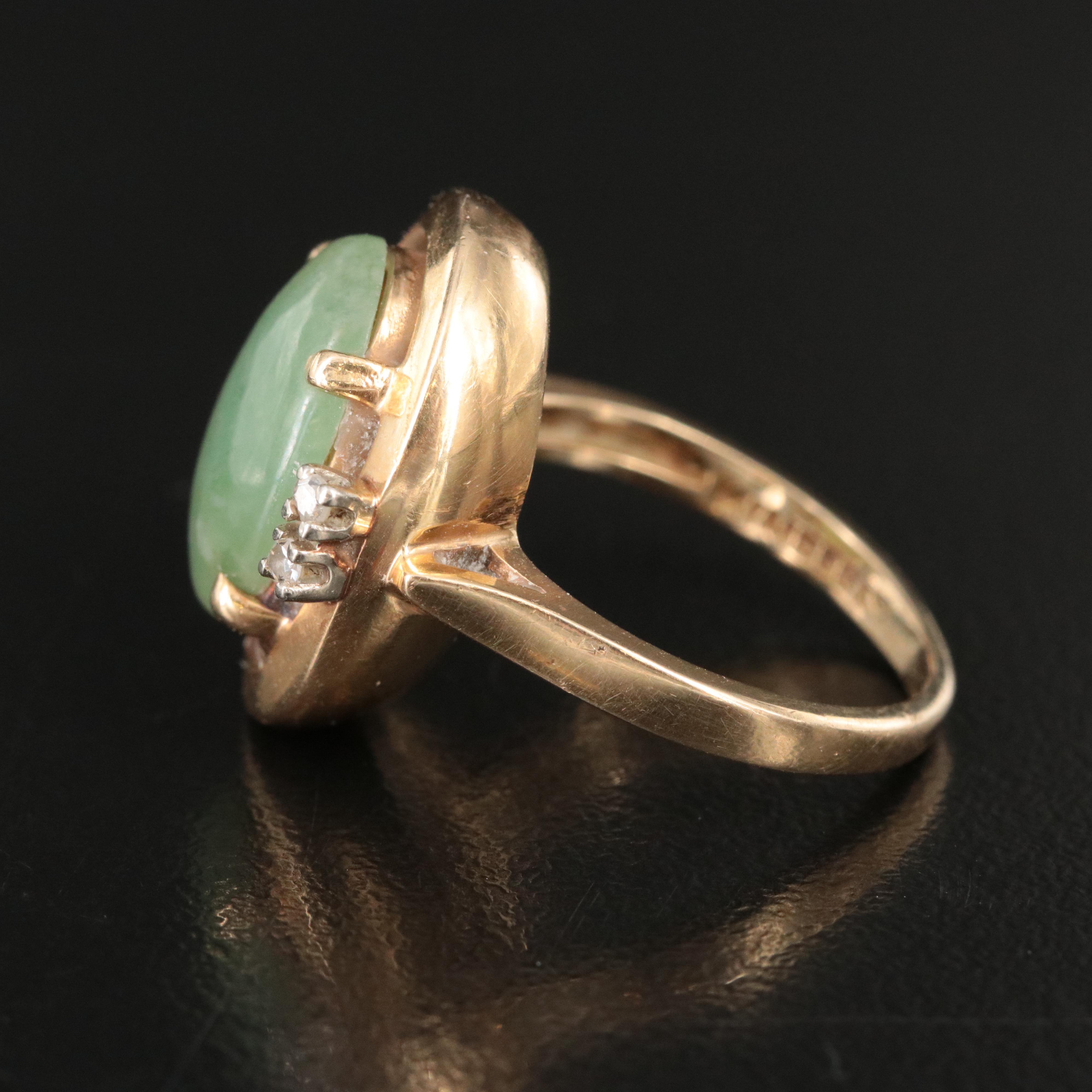 14K Jadeite and Diamond Ring | EBTH