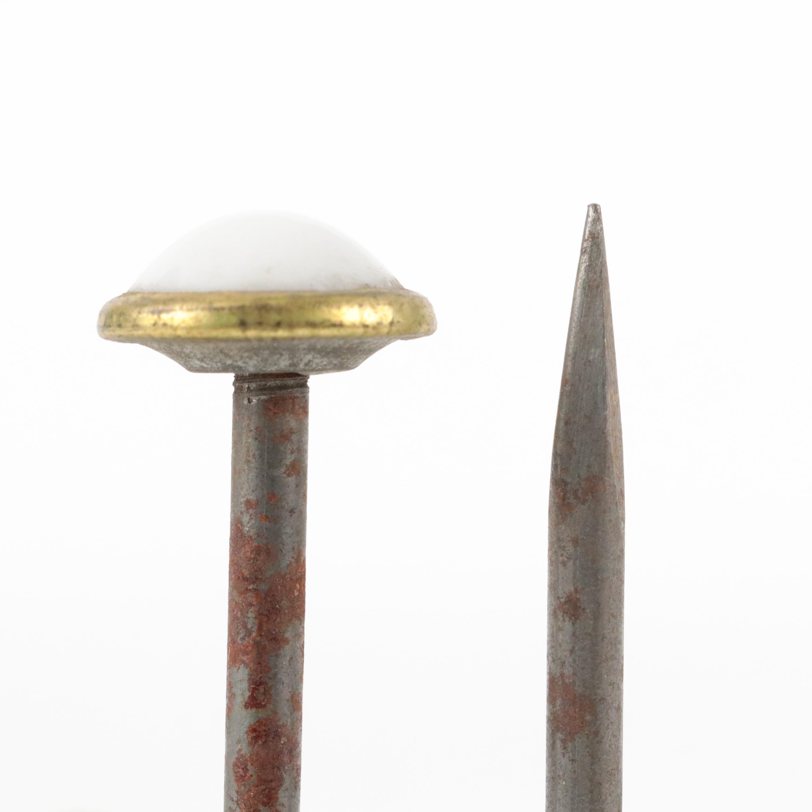 Porcelain Topped Metal Picture Frame Tacks, Early 20th Century | EBTH