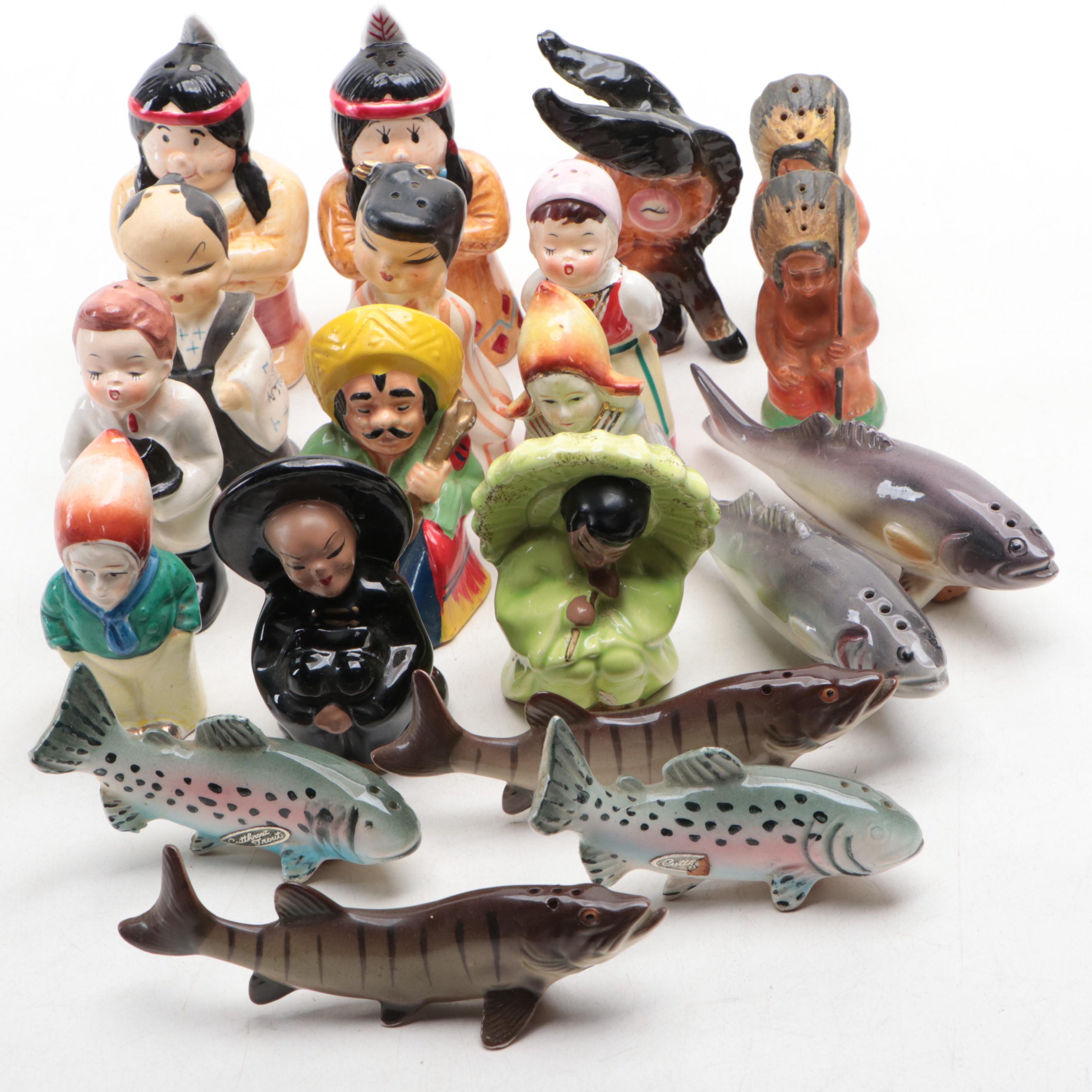 Figures in Traditional Garb Shaker Sets with Fish Shakers | EBTH