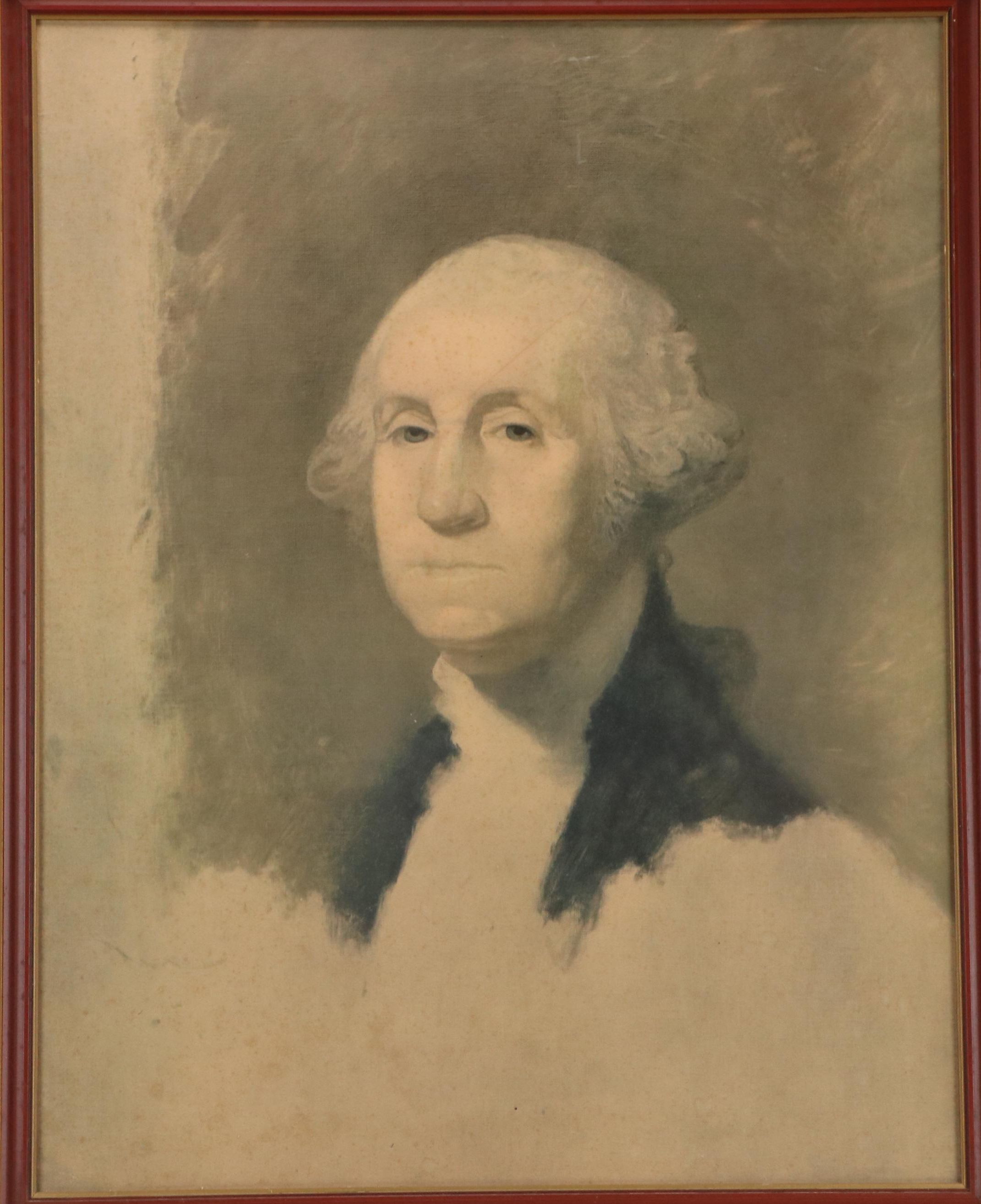 Offset Lithograph Portrait After Gilbert Stuart "George Washington ...