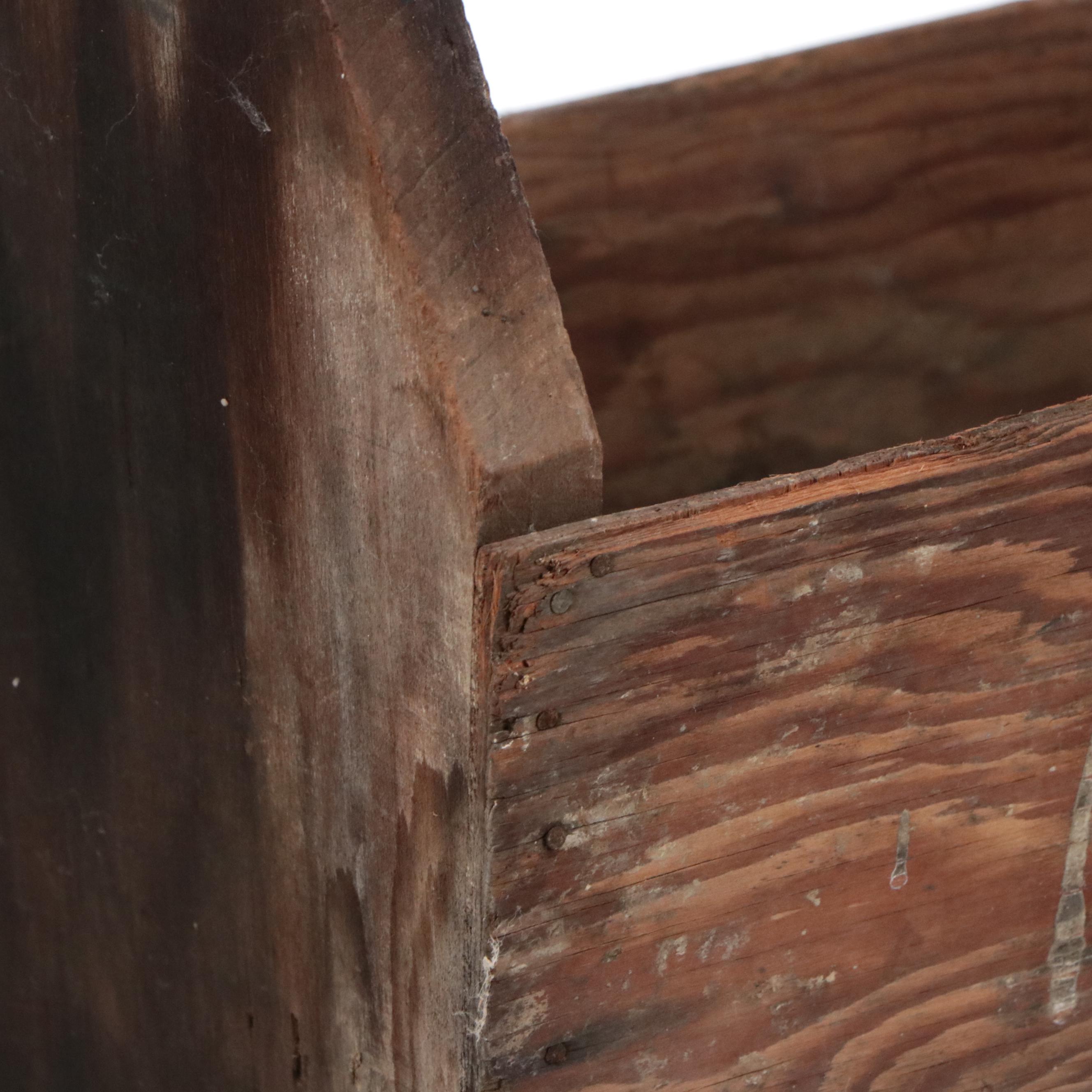 Wood Tool Box, Crate, Primitive Broom, and Yardstick, 20th Century | EBTH