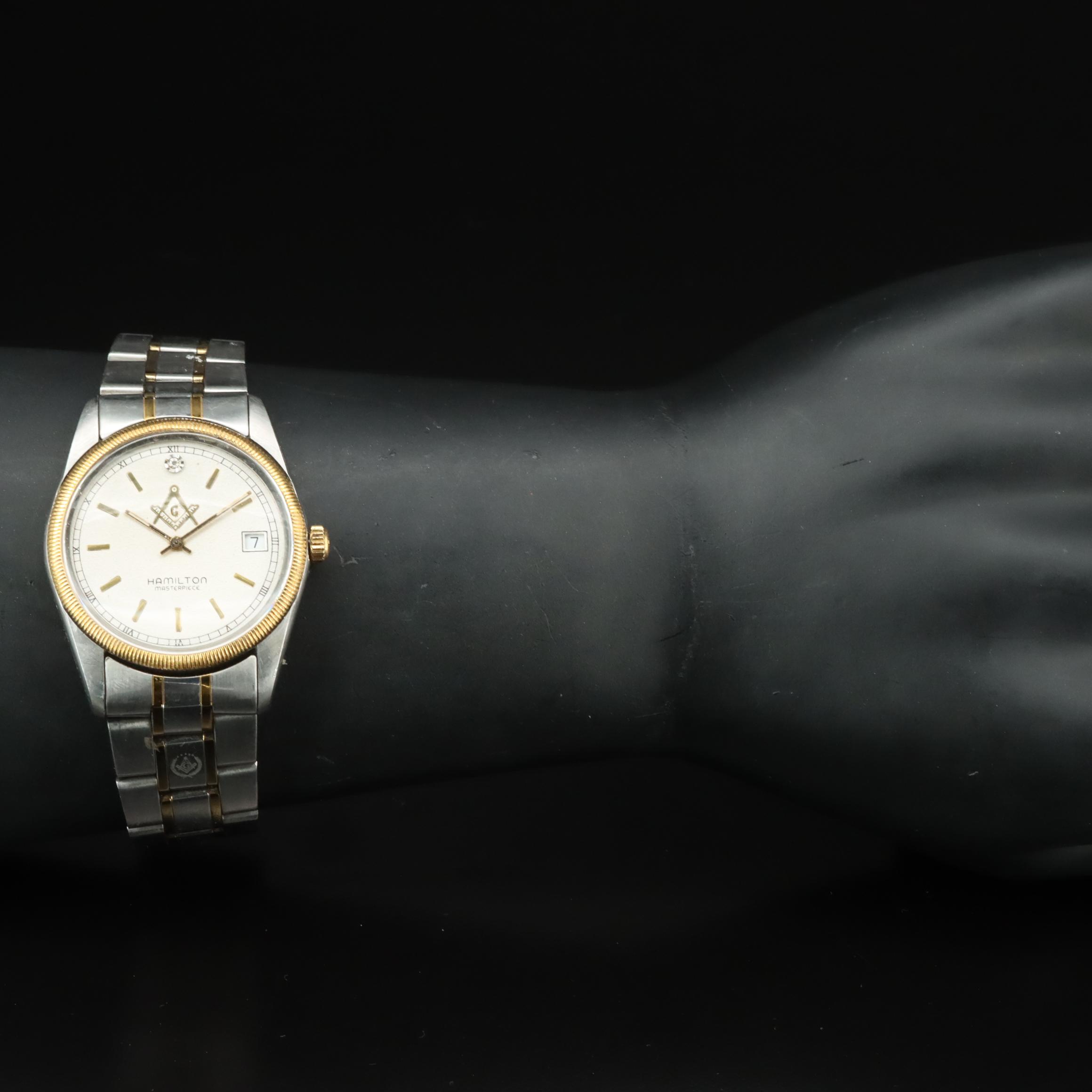 Hamilton Masterpiece Custom Masonic Diamond Dial Wristwatch ...