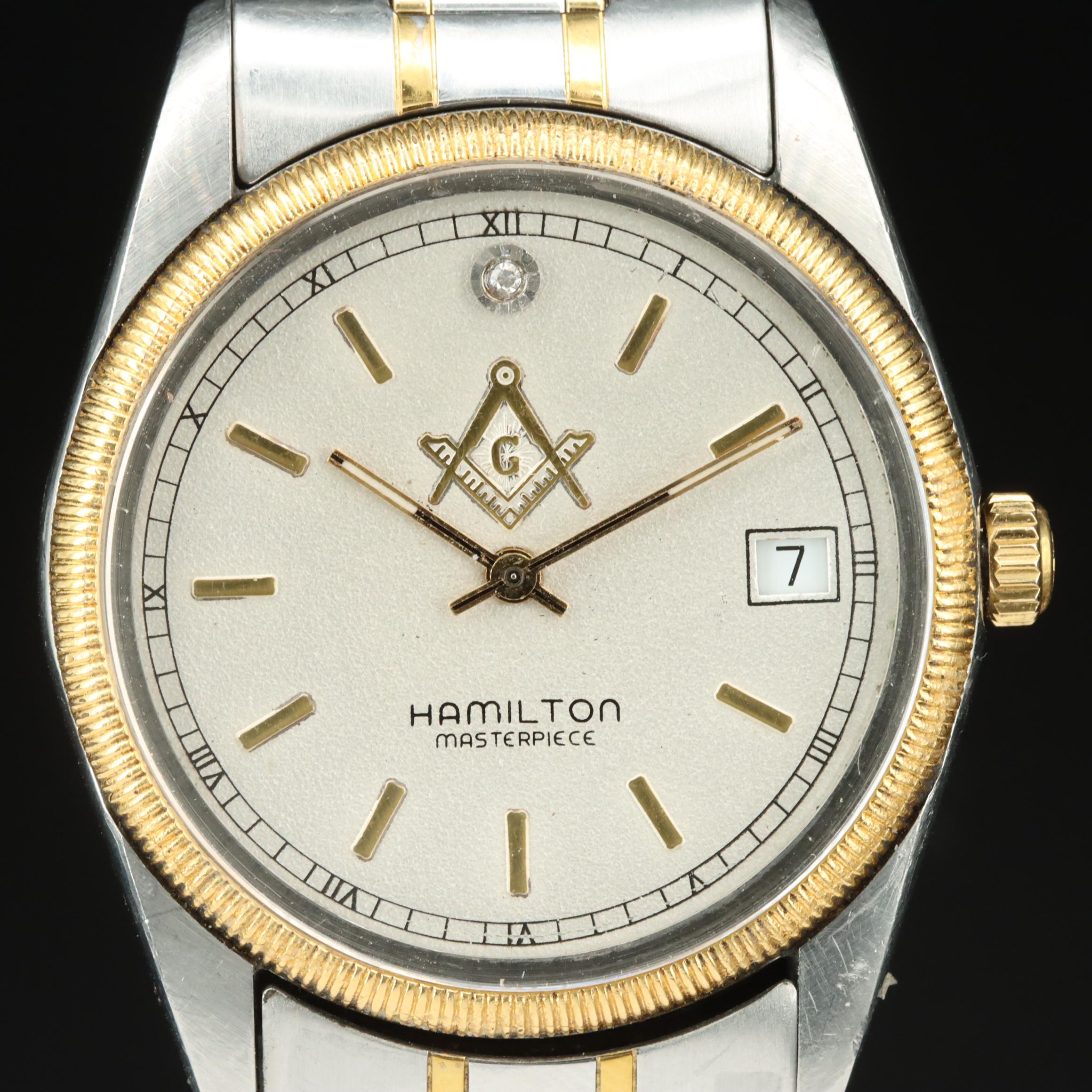 Hamilton Masterpiece Custom Masonic Diamond Dial Wristwatch ...
