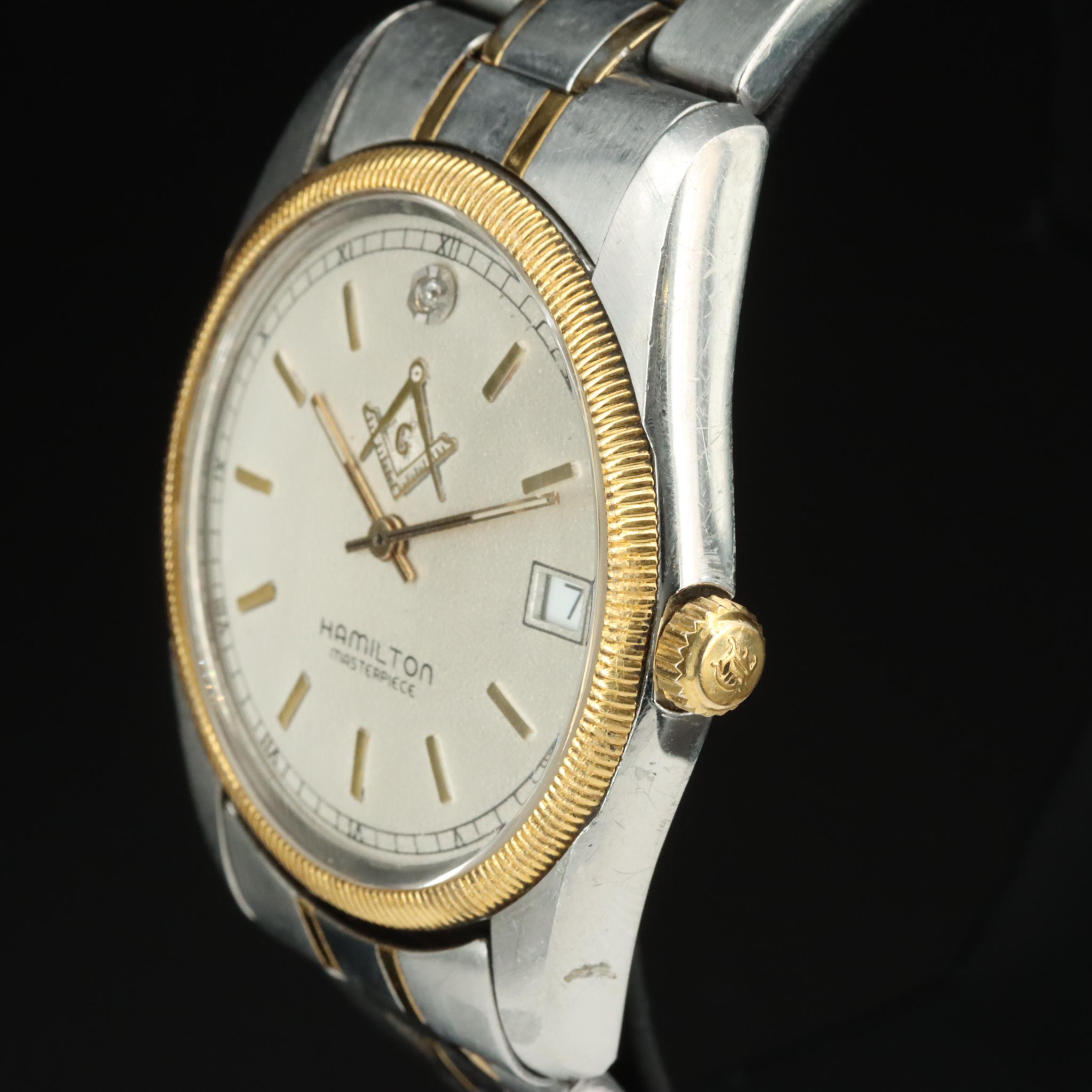 Hamilton Masterpiece Custom Masonic Diamond Dial Wristwatch ...