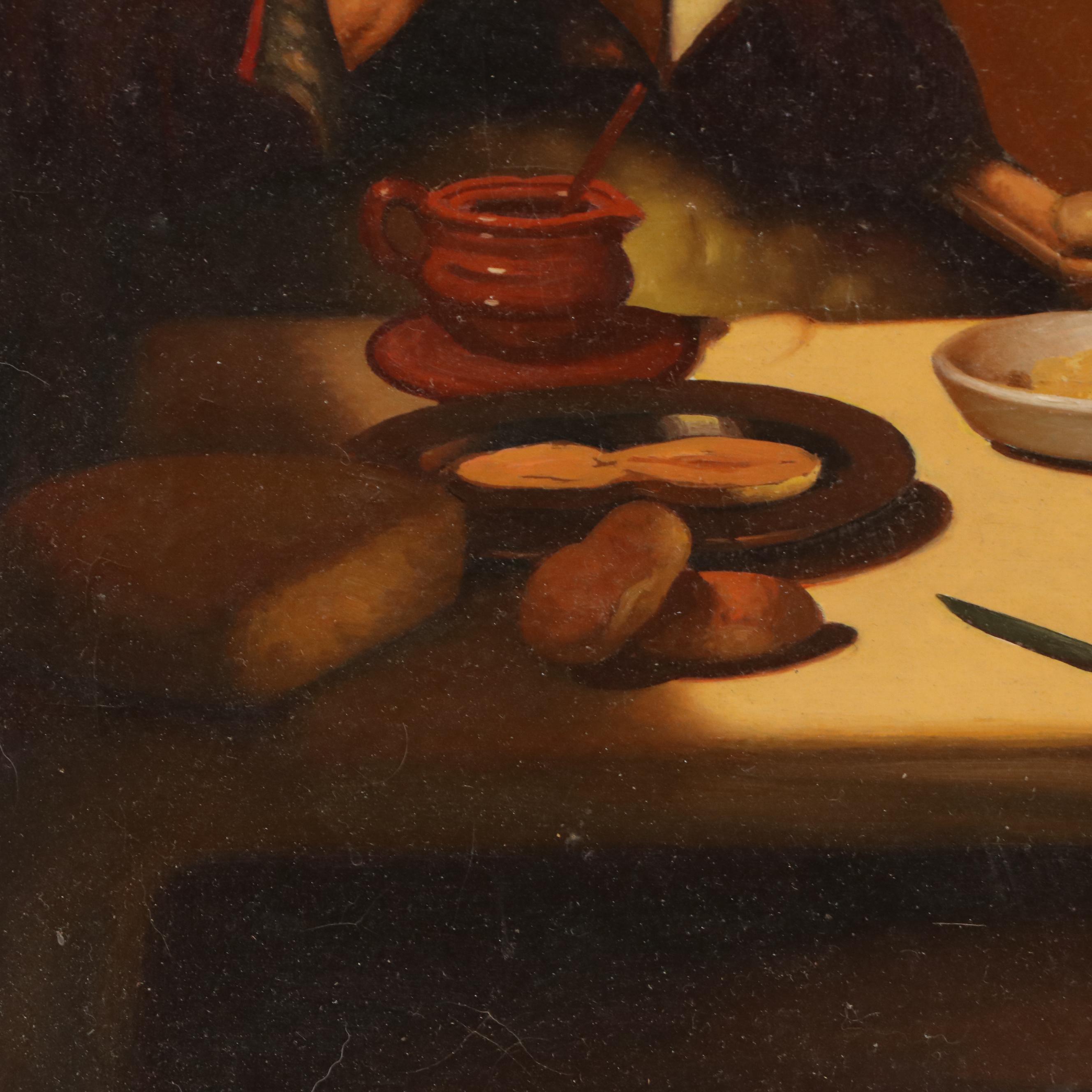 Henry Gerard Oil Painting After Nicolaes Maes "The Never-Ending, Prayer ...