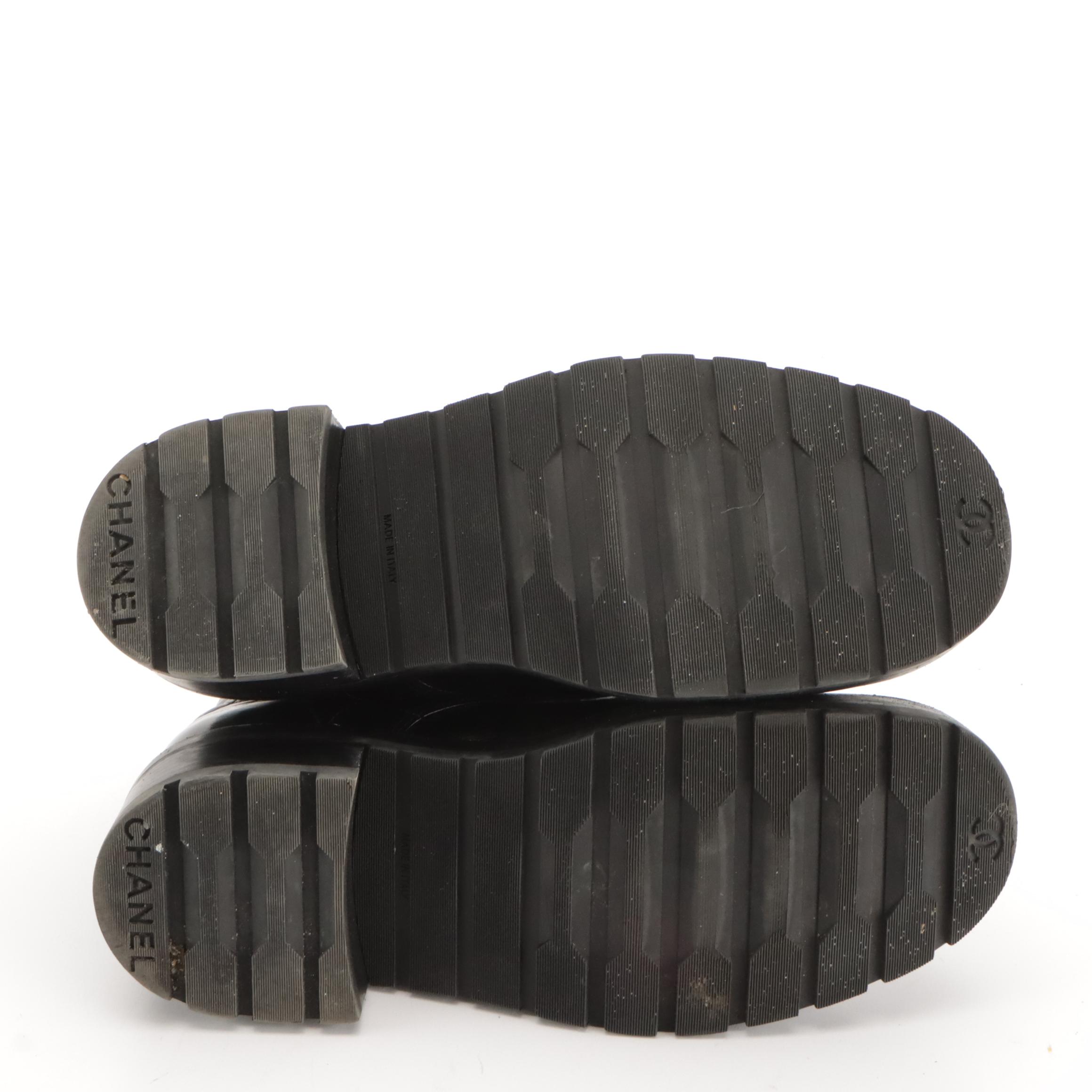 Chanel Shiny Quilted Goatskin Leather Lace-Up Combat Boots | EBTH