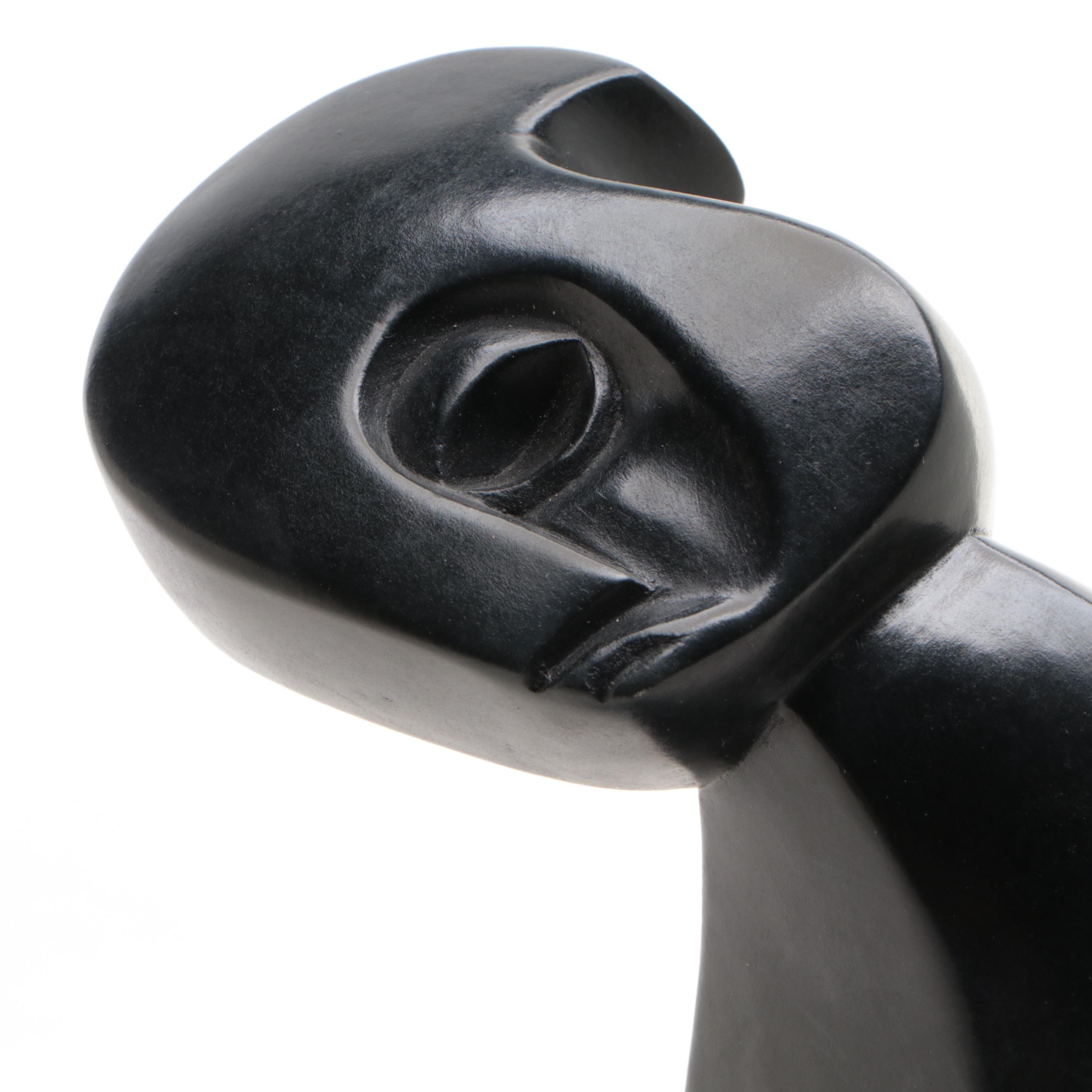 Unsigned Shona Hand-Carved Black Springstone Serpentine Cubist Figure ...