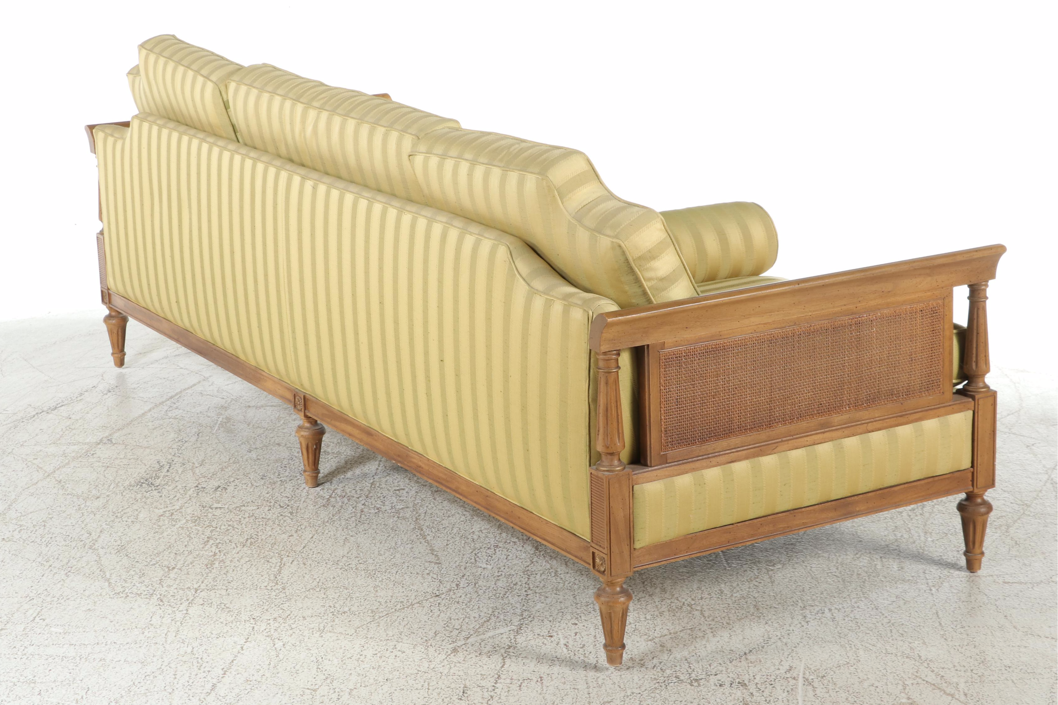 American of Martinsville French Provincial Style Sofa with Cane Sides ...