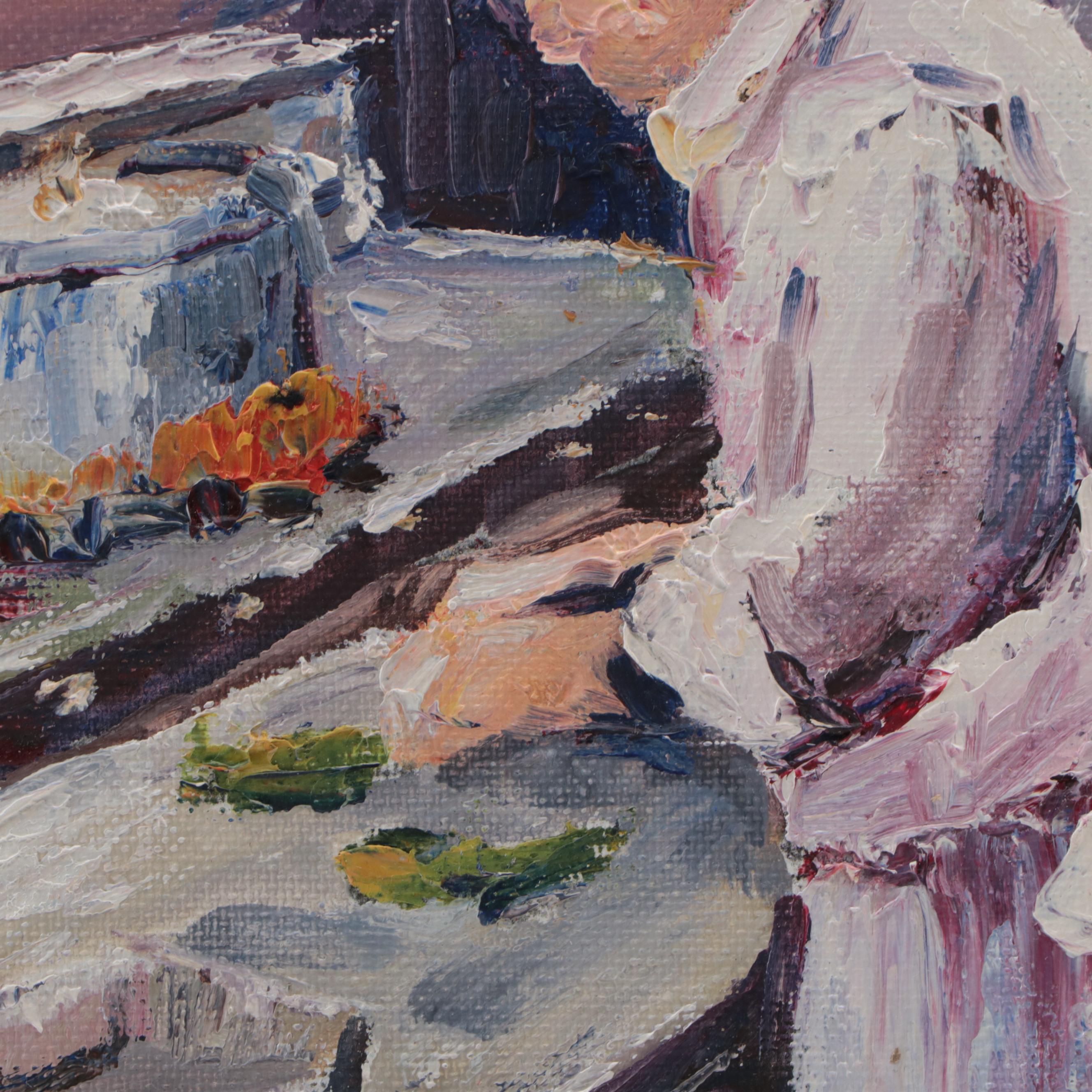 Interior Scene Oil Painting of Chefs Cooking | Everything But The House