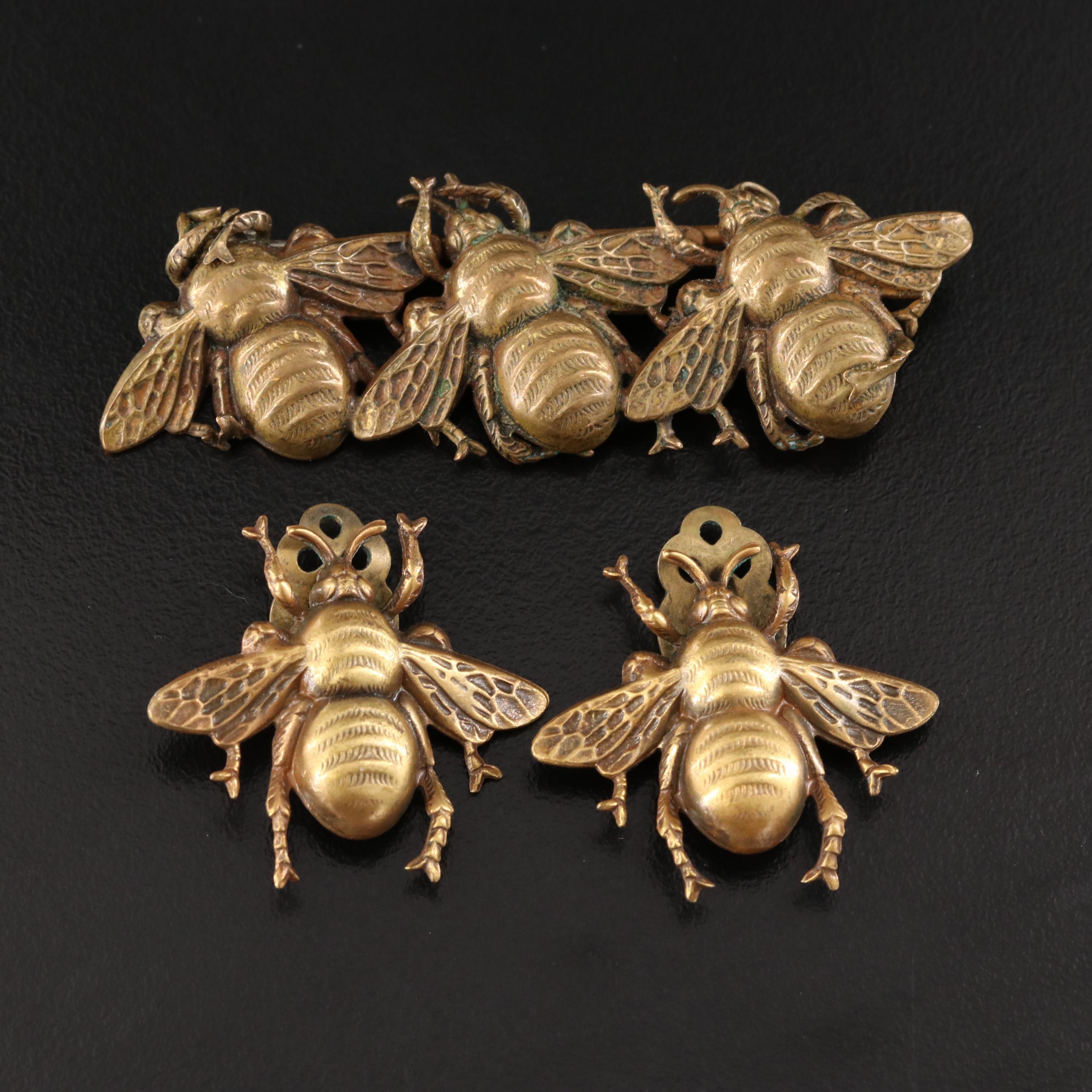 Joseff of Hollywood 1930s and 1950s Bee Brooch and Earrings | EBTH