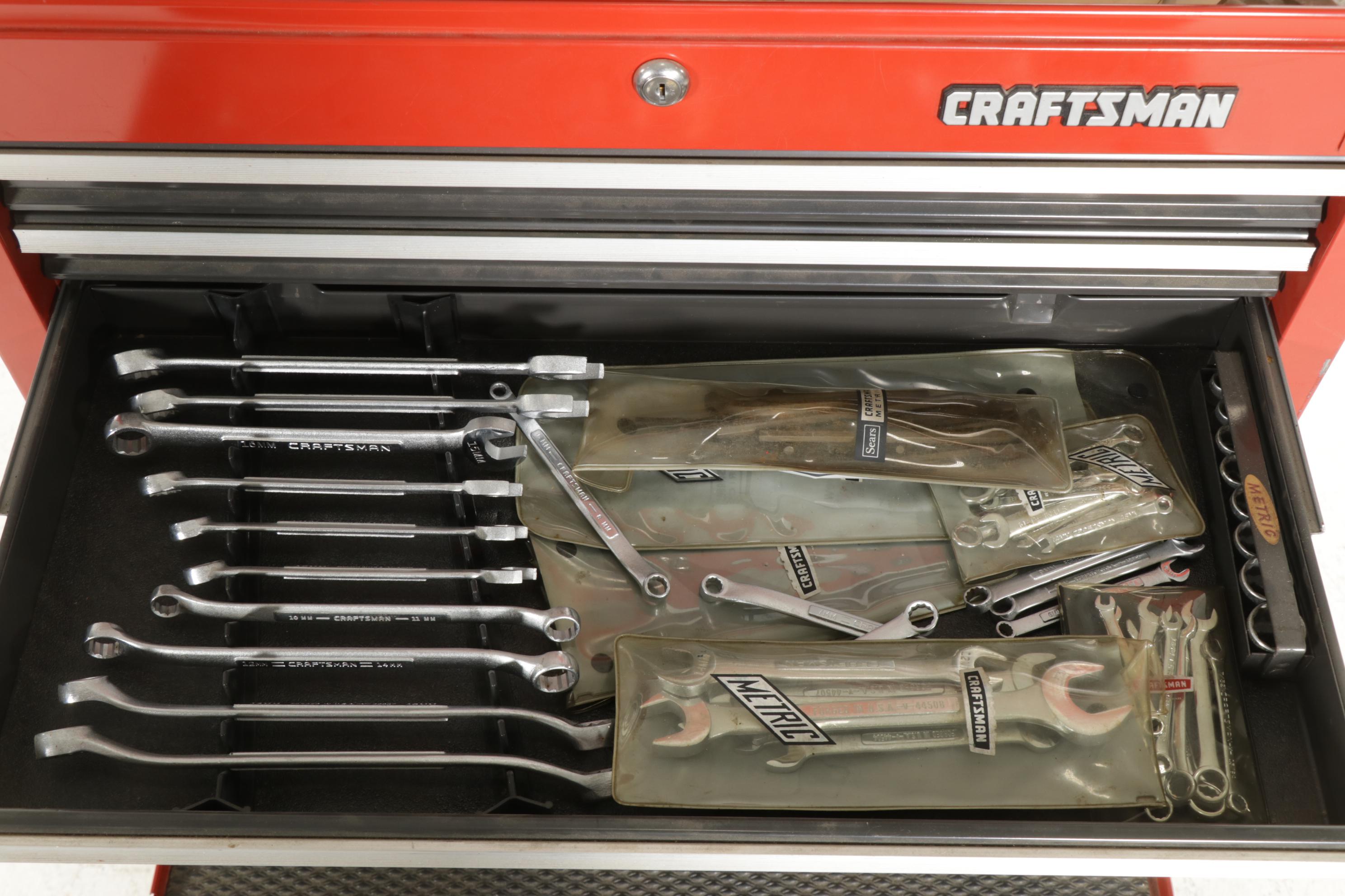 Craftsman Three-Stack Tool Rolling Tool Chests with Assorted Hand Tools ...