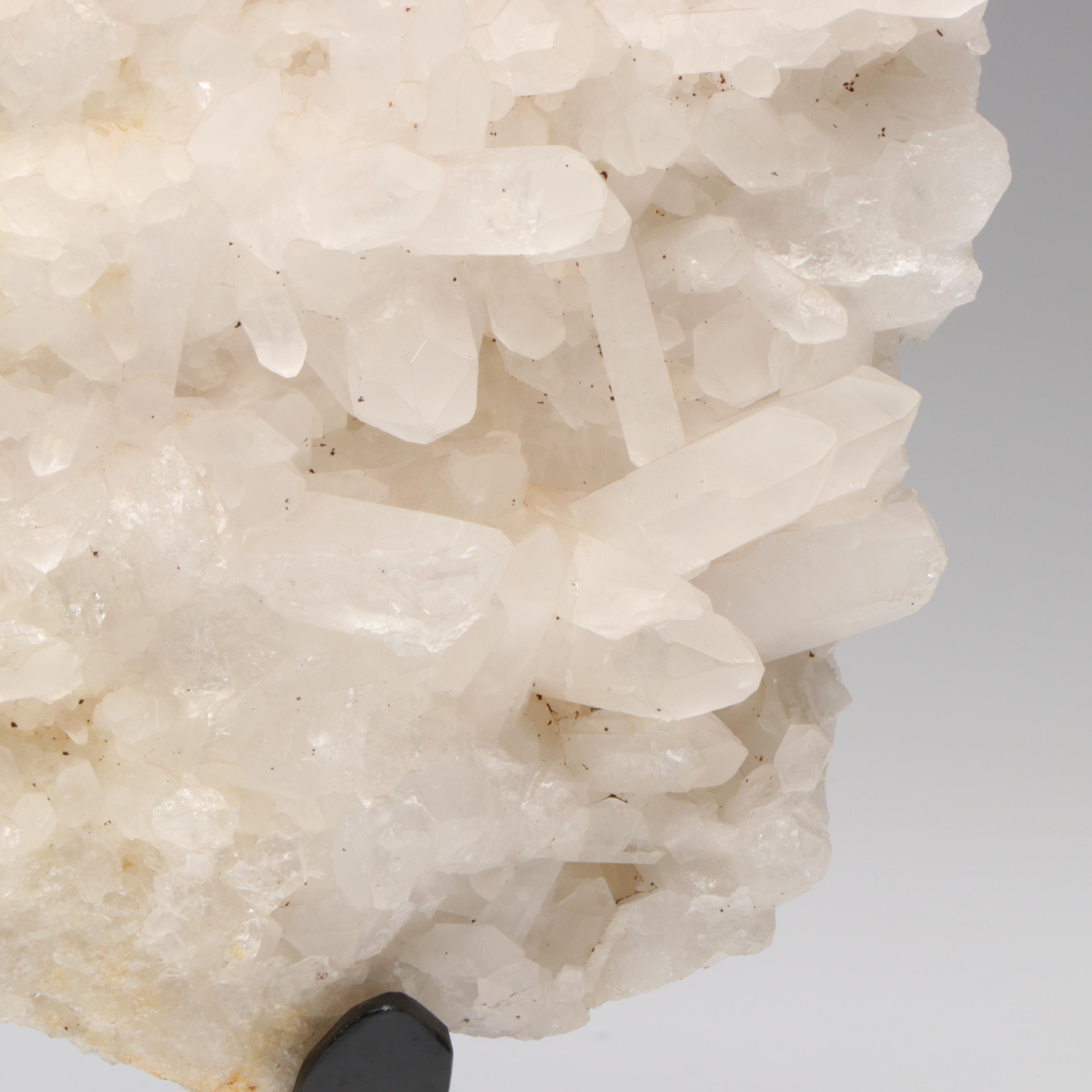Natural Quartz Cluster Partial Geode Specimen on Metal Stand ...