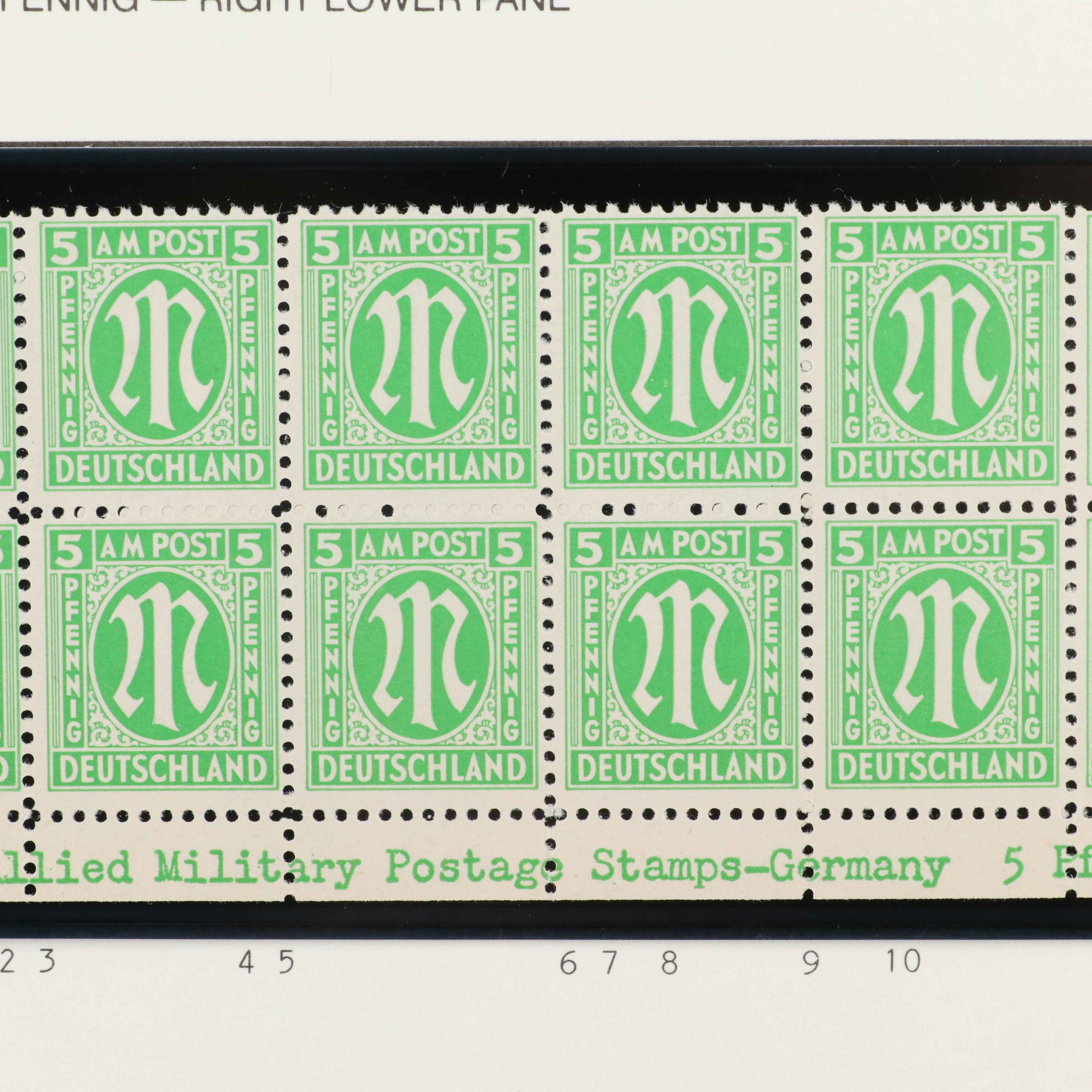 Sixteen WWII AMG German Postage Stamp Inscription Blocks, Mint ...