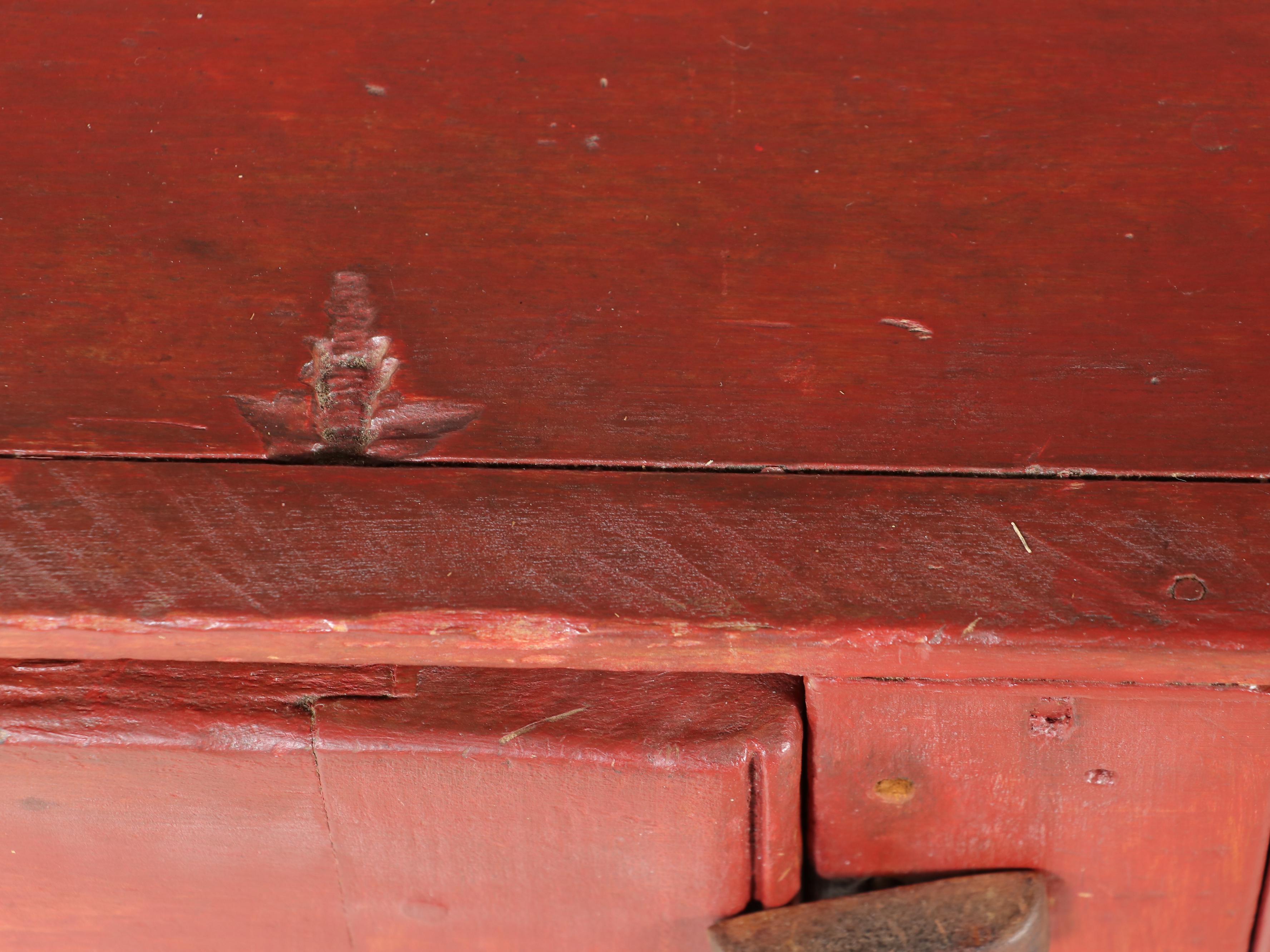 American Primitive Red-Painted Poplar Jelly Cabinet, 19th Century | EBTH