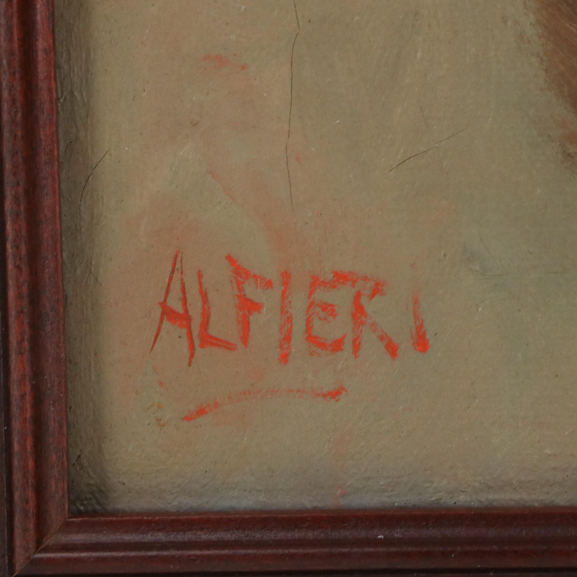 Philippe Alfieri Oil Painting Portrait of Girl in Hat, Late 20th ...