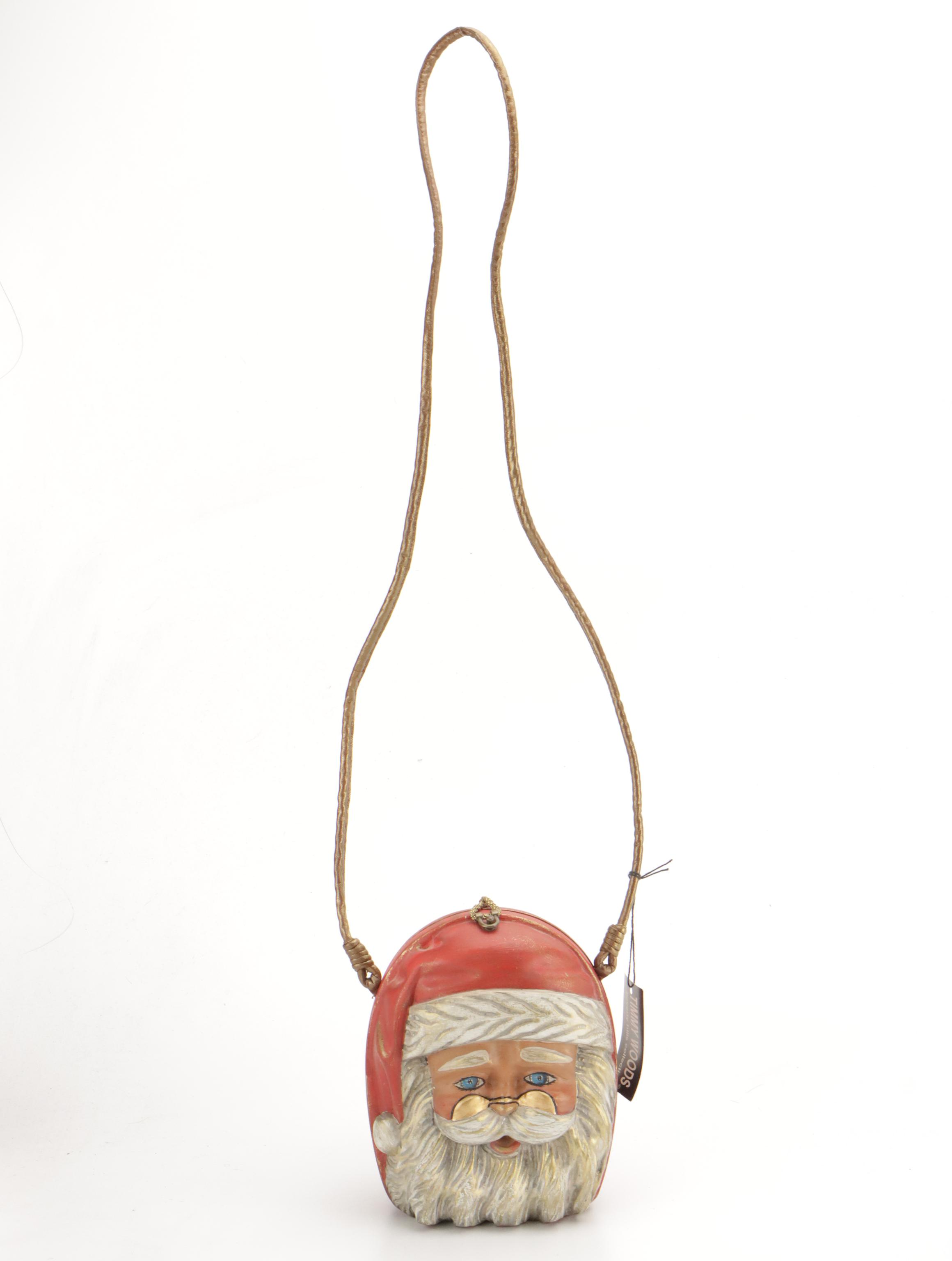 Timmy Woods Signed Santa Purse in Sculpted Acacia Wood with Tag, 1996 ...