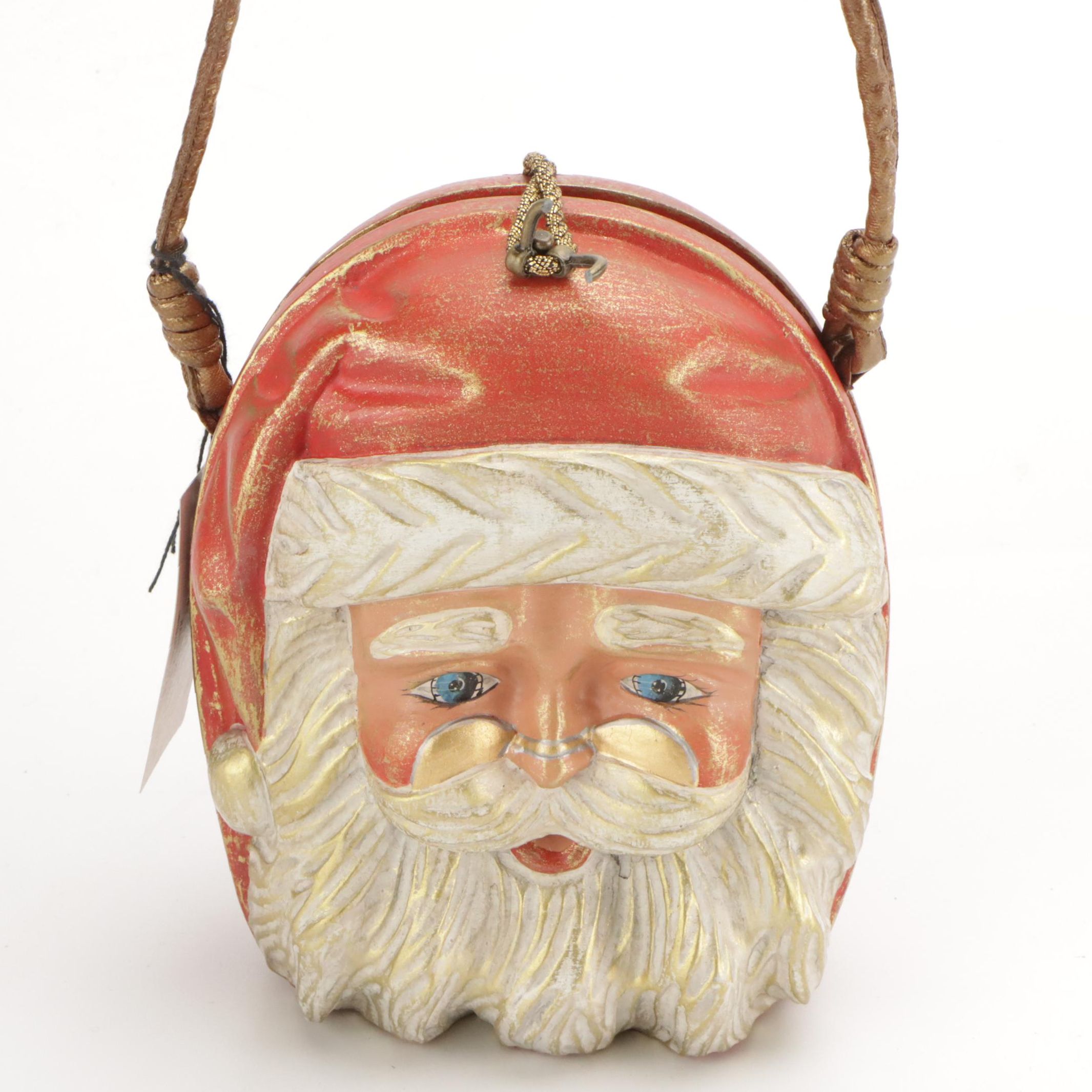 Timmy Woods Signed Santa Purse in Sculpted Acacia Wood with Tag, 1996 ...