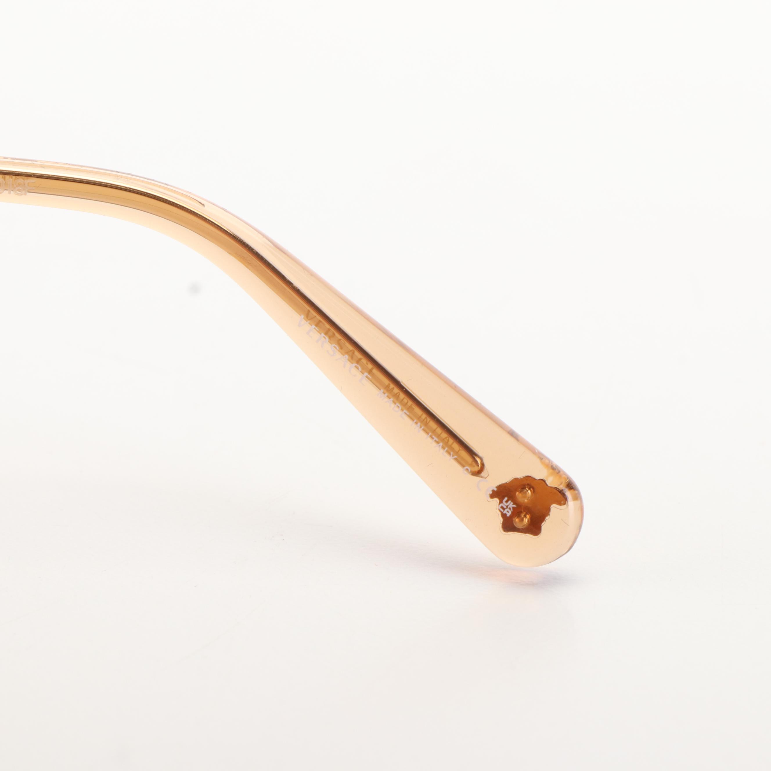 Versace Mod. 2246-D Gold Tone Metal and Brown Gradient Sunglasses with ...