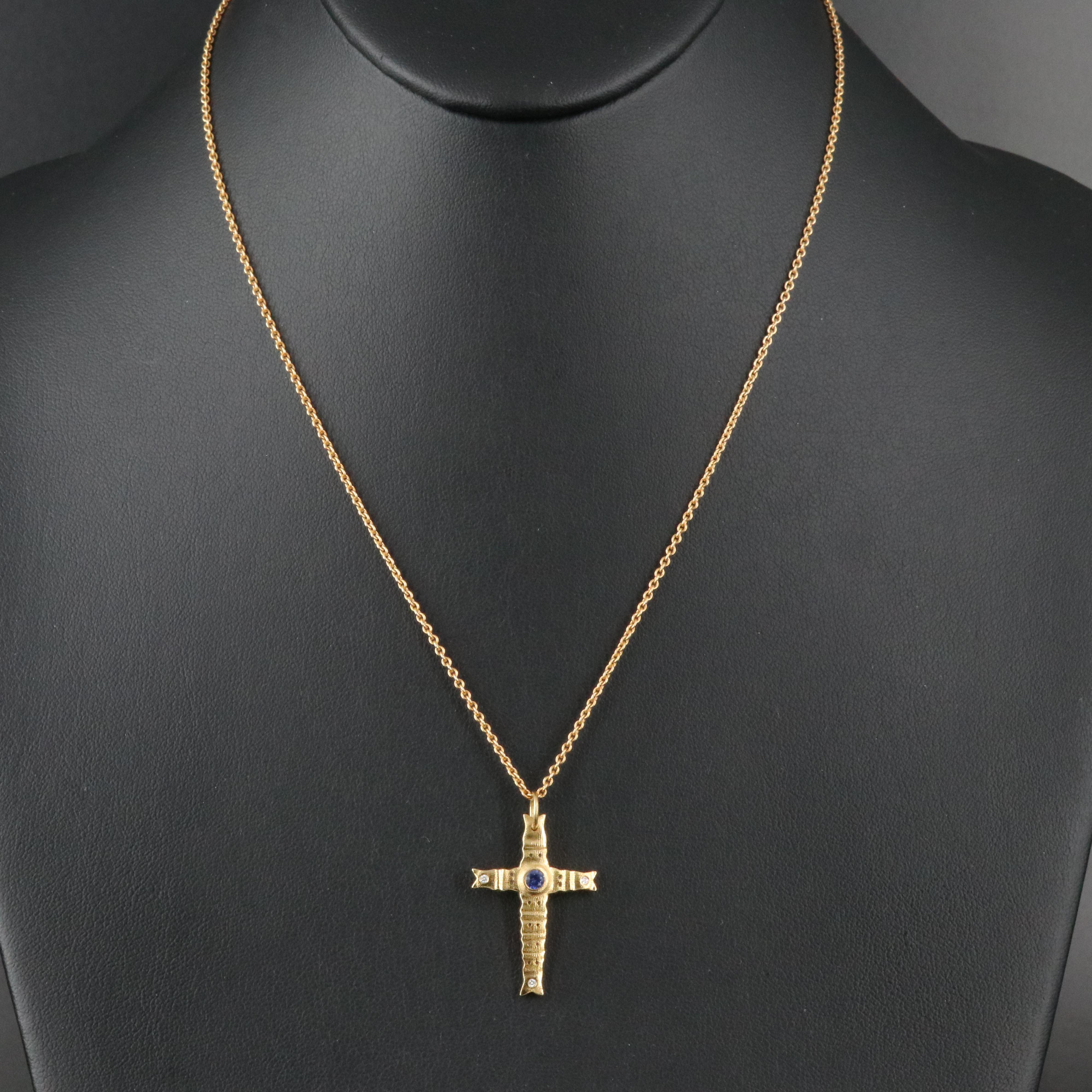 Alex Sepkus 18K "Spring" Sapphire and Diamond Cross Pendant Necklace ...