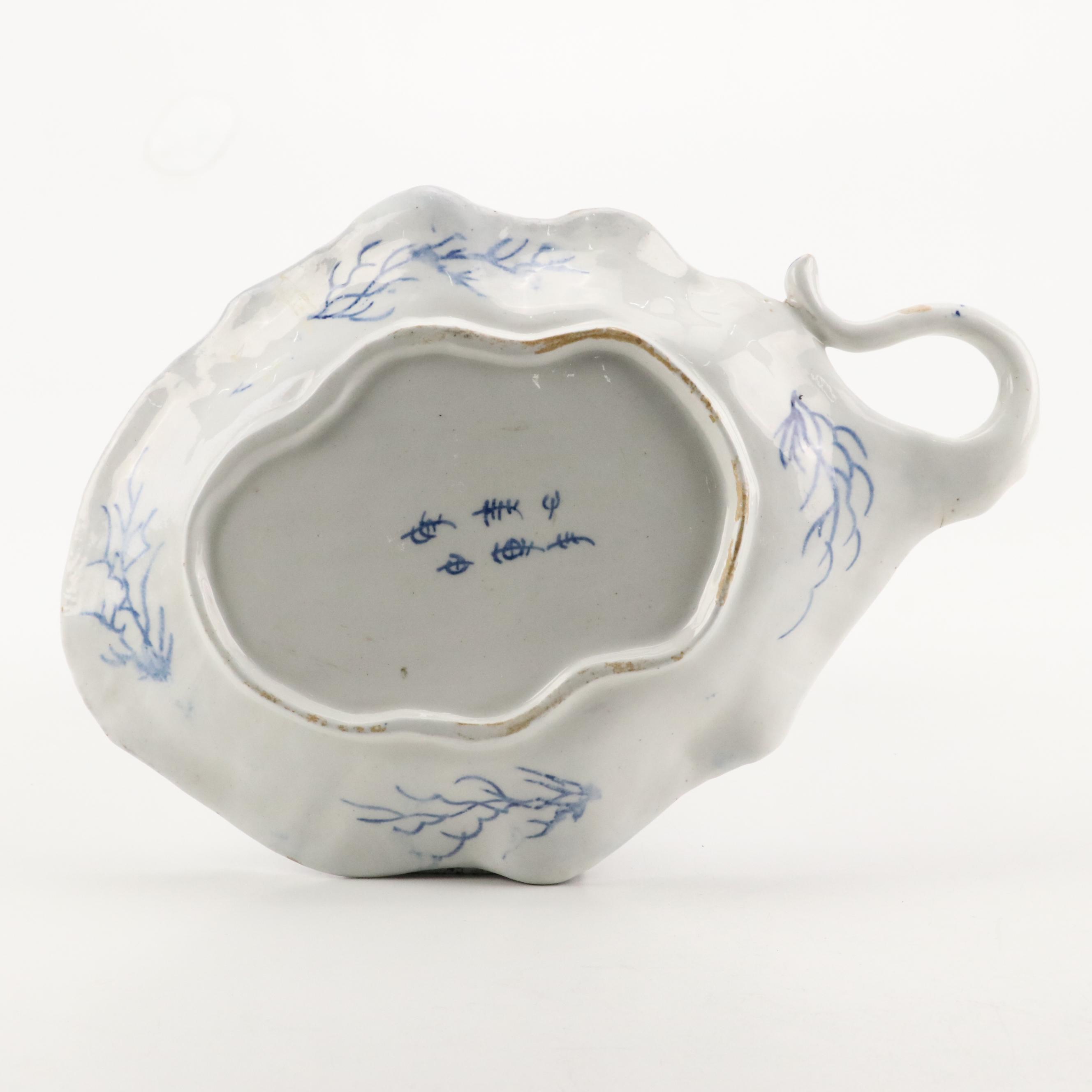 Bow English Porcelain Blue and White Foxglove Pattern Leaf Dish, circa ...