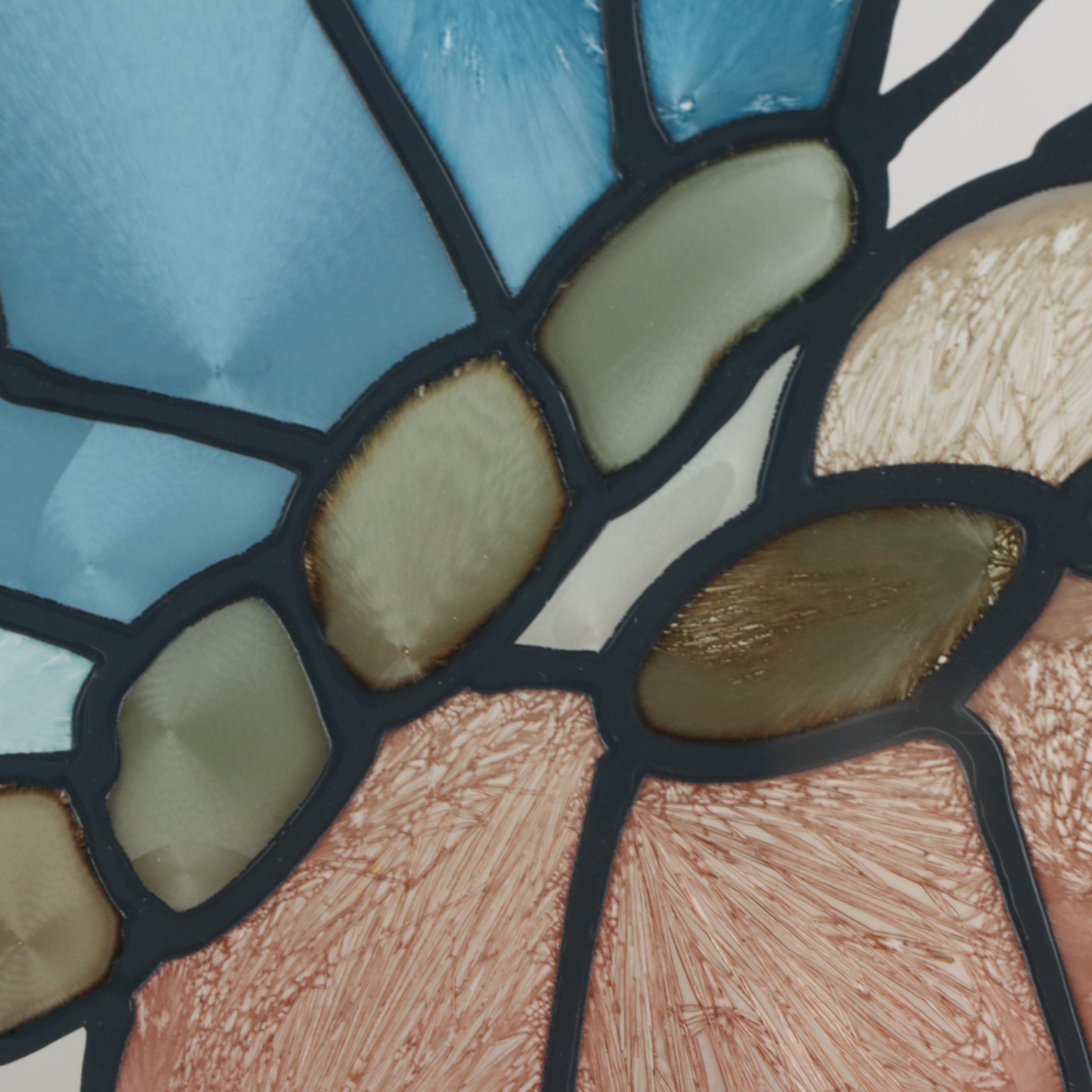 Painted and Scored Glass Panel of Butterfly with Flower | EBTH