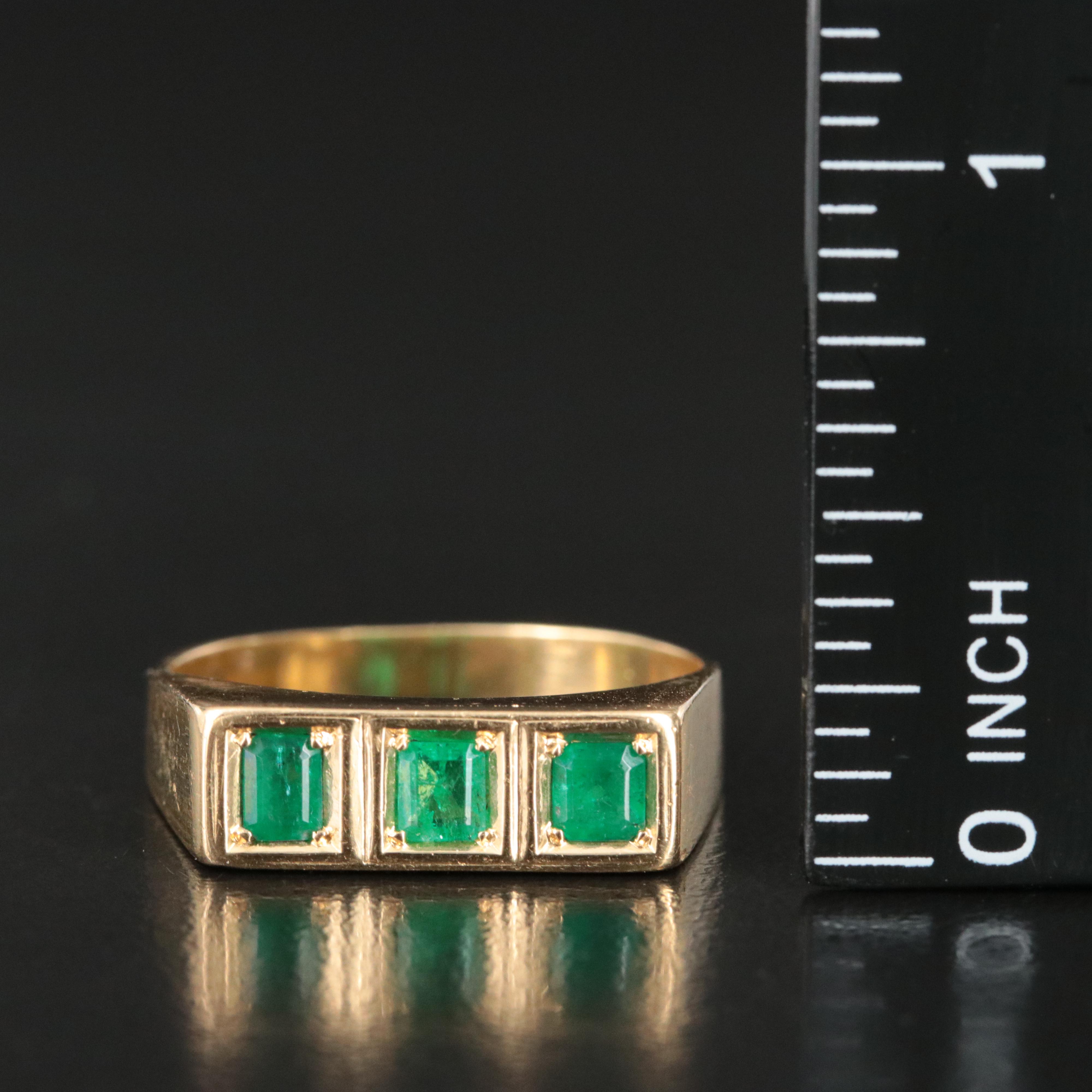 18K Emerald Three Stone Ring | EBTH